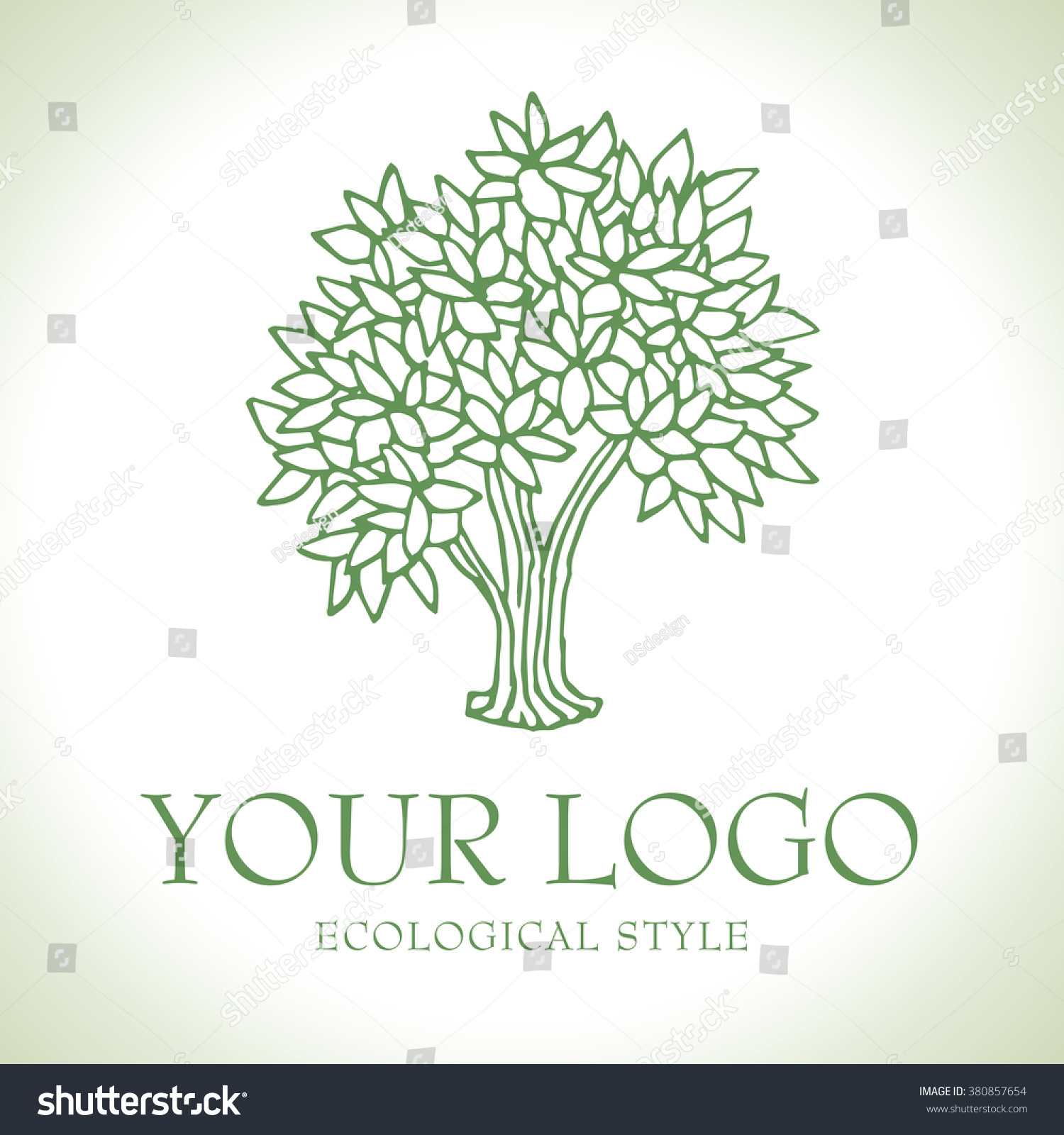 Green Tree Vector Logo Sketch Style Stock Vector (Royalty Free ...