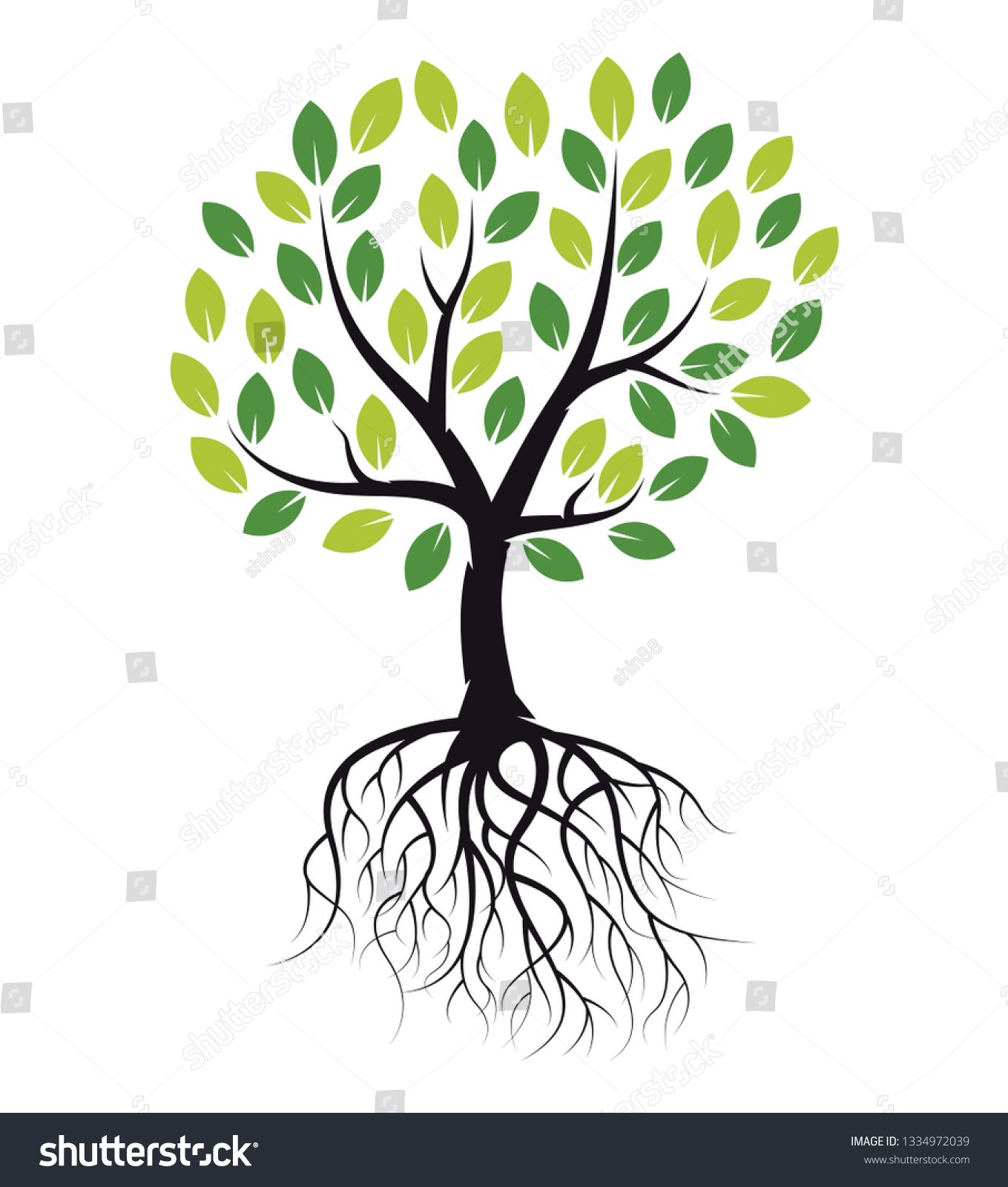 Green Tree Roots Stock Vector (Royalty Free) 1334972039