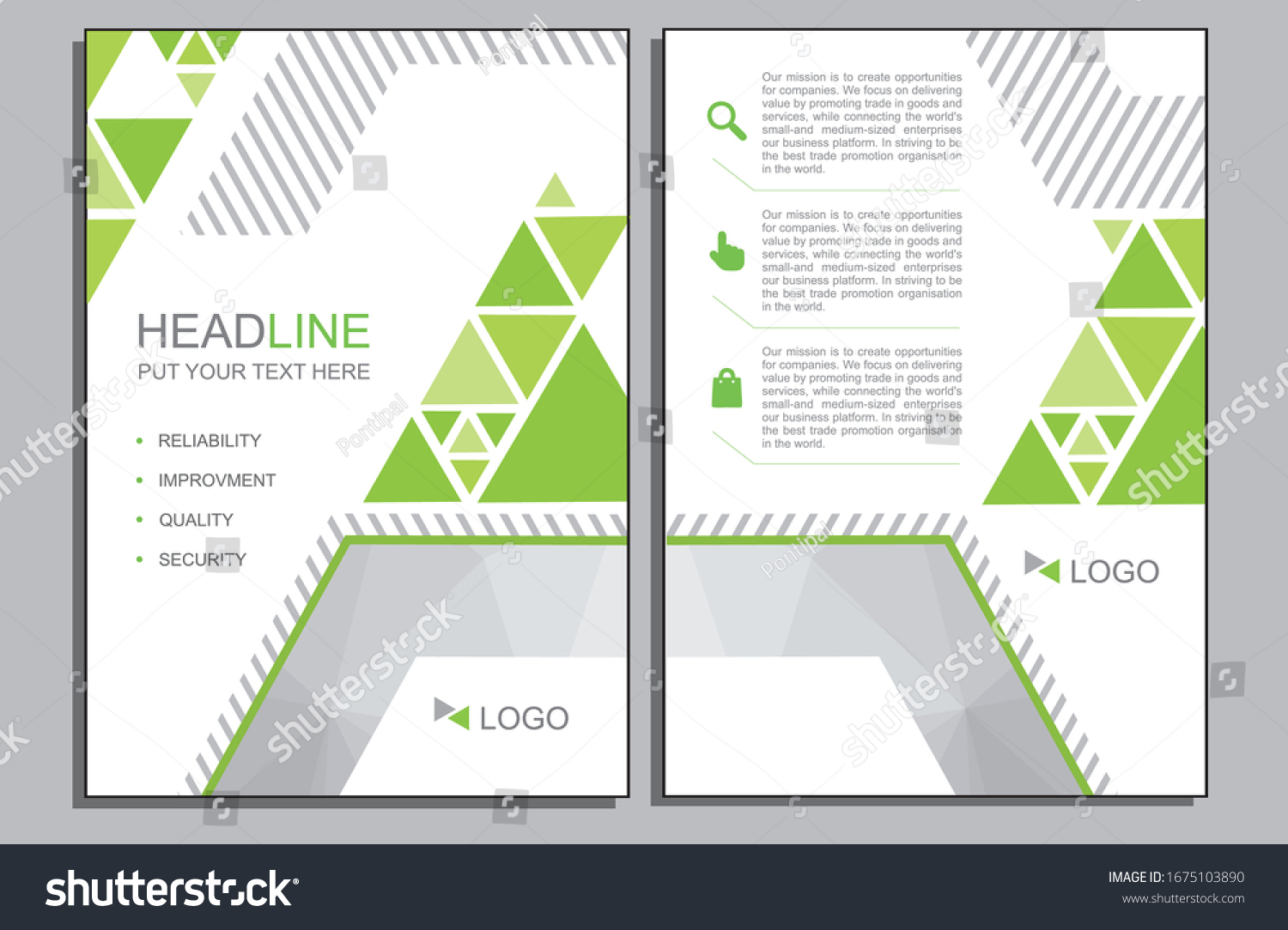 Green Triangle Cover Page Template Stock Vector (Royalty Free) 1675103890