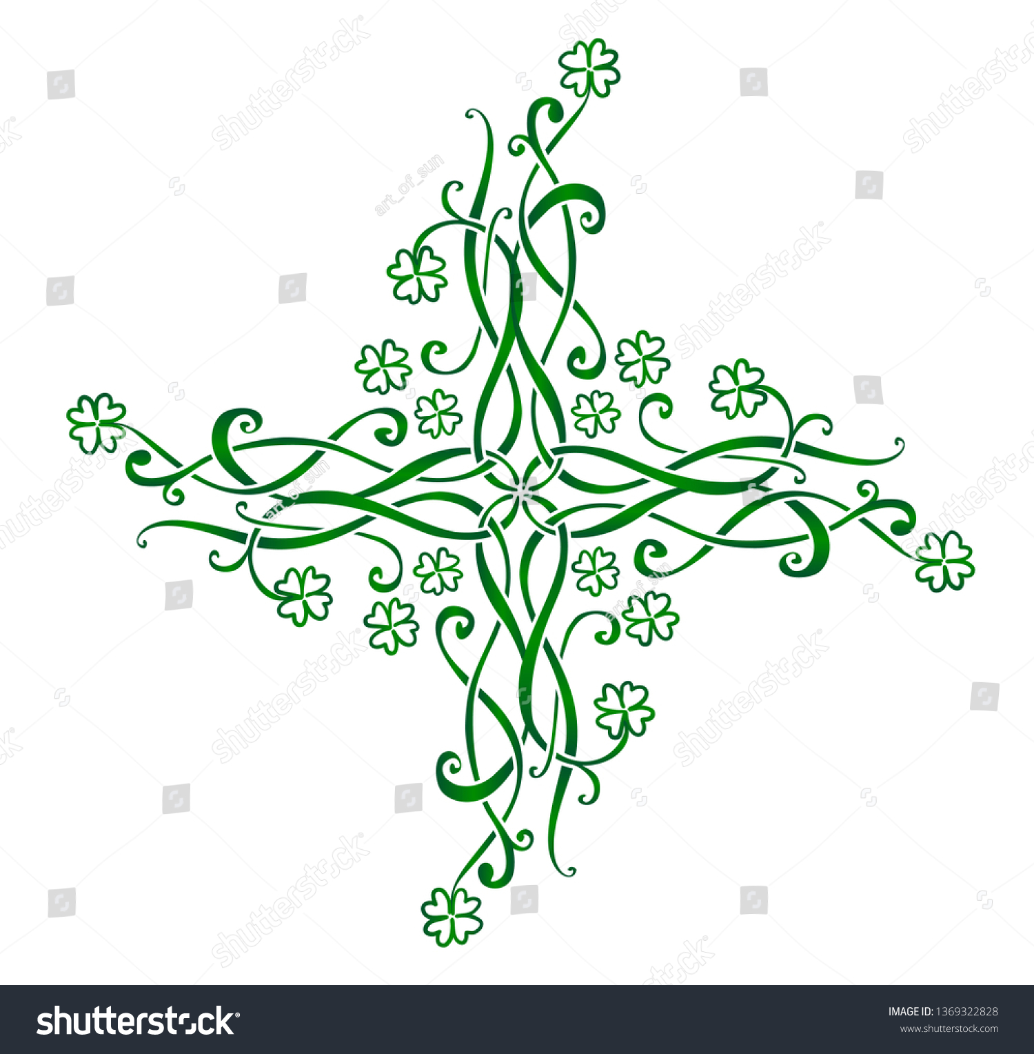 Green Vector Celtic Cross Fourleaf Clovers Stock Vector (Royalty Free ...