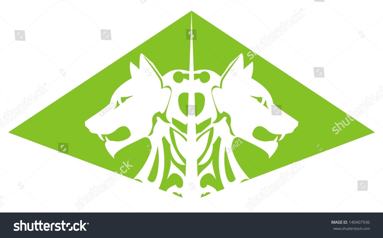 Green Wolf Pyramid Stock Vector (Royalty Free) 140407936