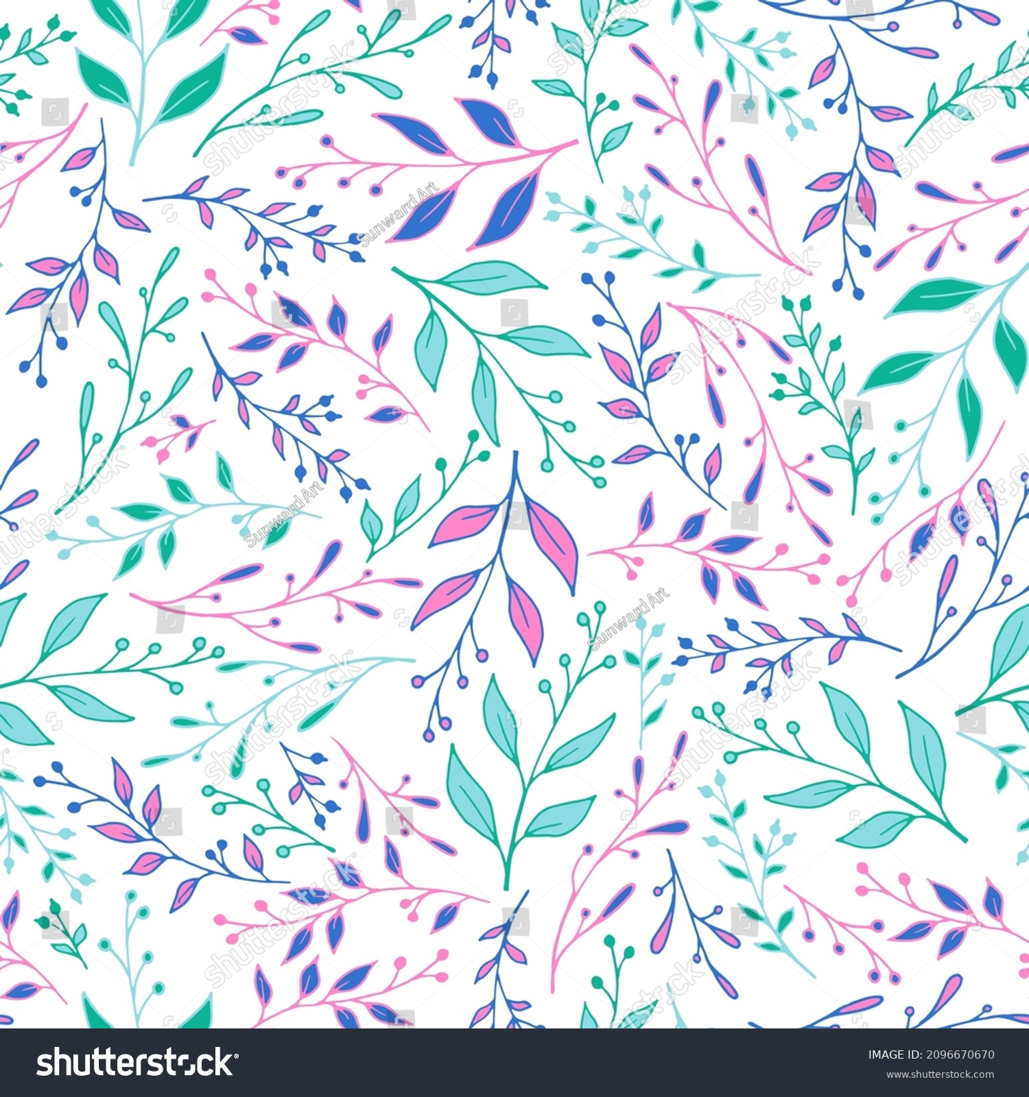 Greenery Leaf Stem Pattern Seamless Vector Stock Vector (Royalty Free ...