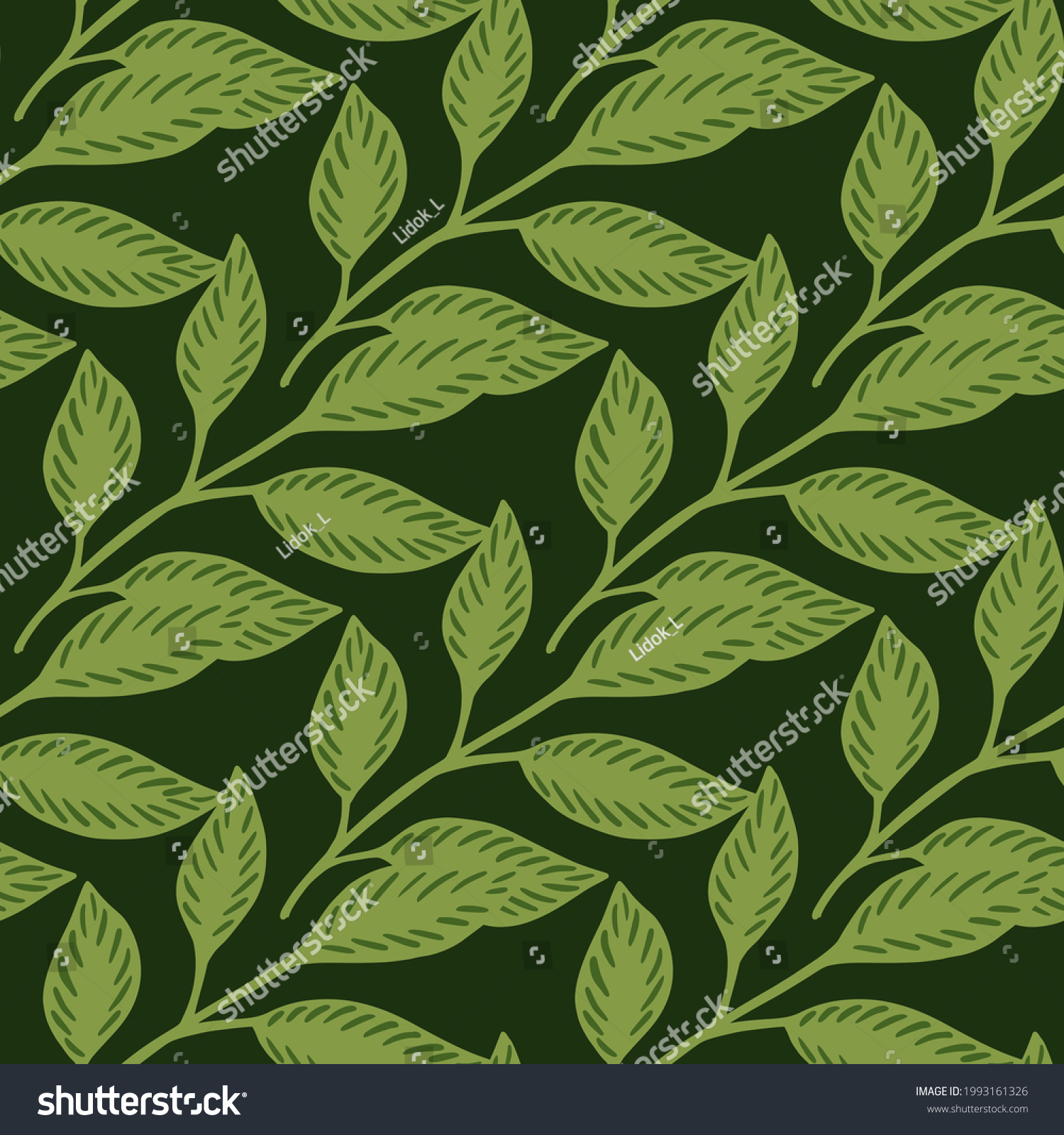Greenery Seamless Pattern Green Leaf Branches Stock Vector (Royalty ...