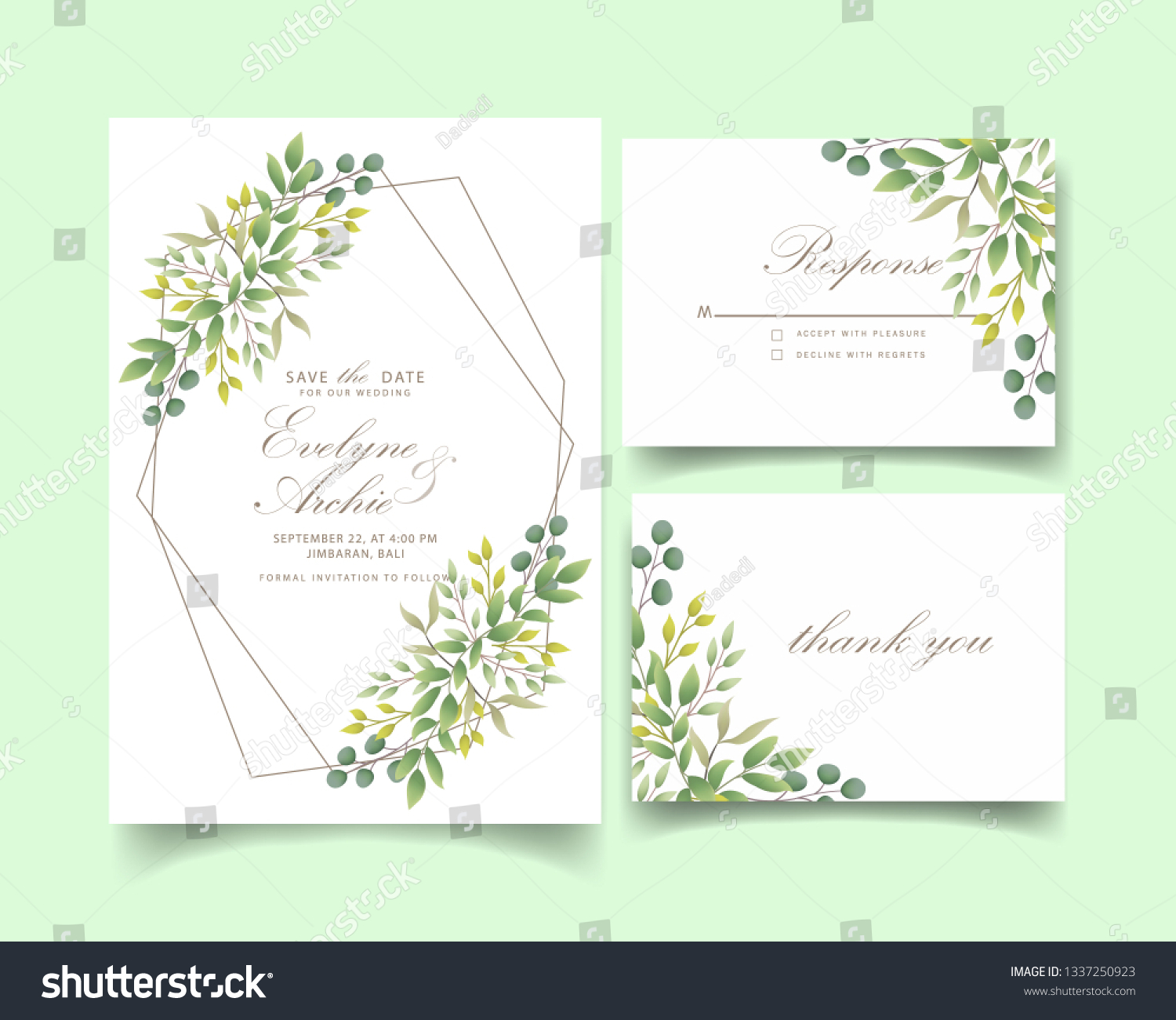 Greenery Wedding Invitation Stock Vector (Royalty Free) 1337250923