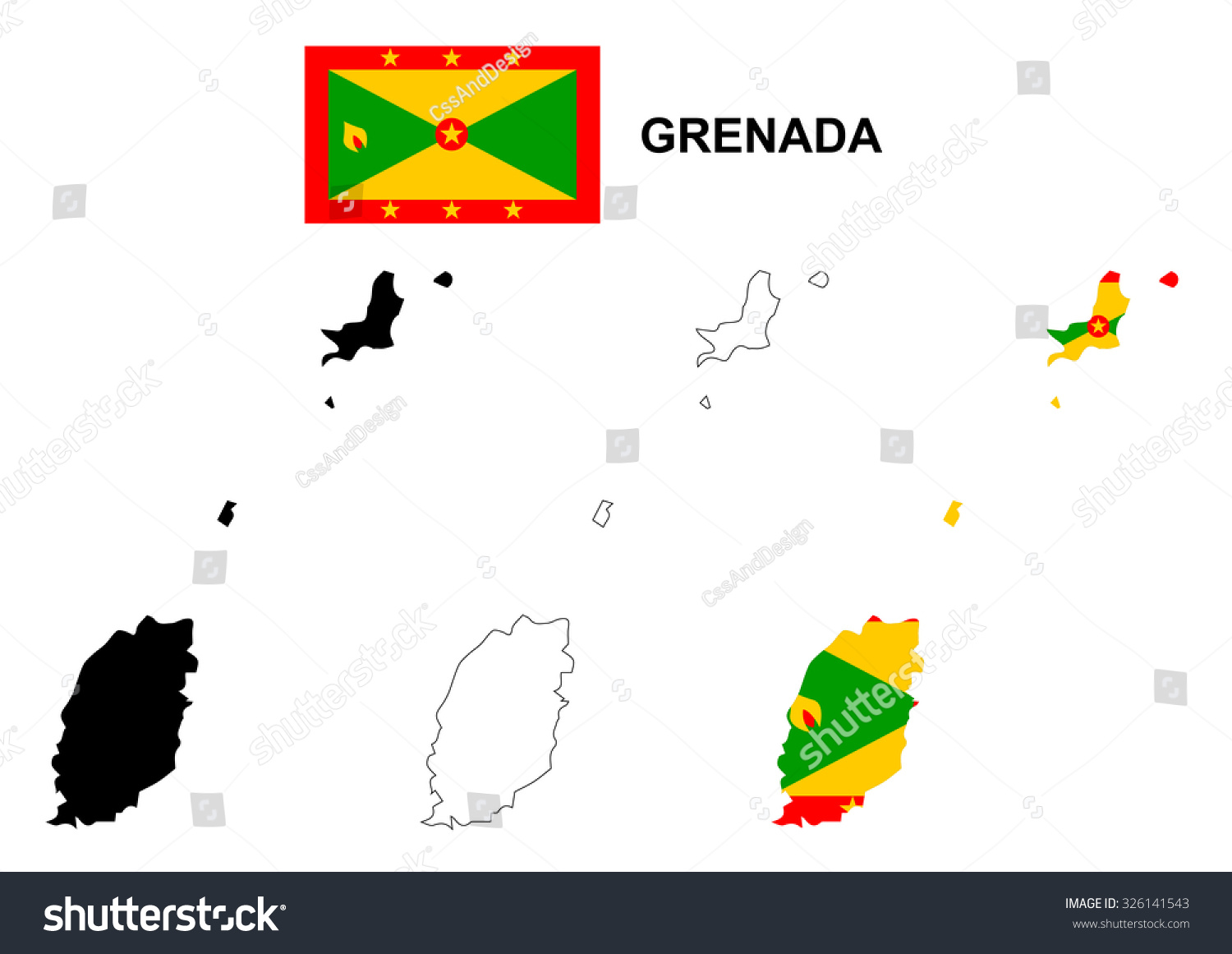 Grenada Map Vector Grenada Flag Vector Stock Vector (Royalty Free ...