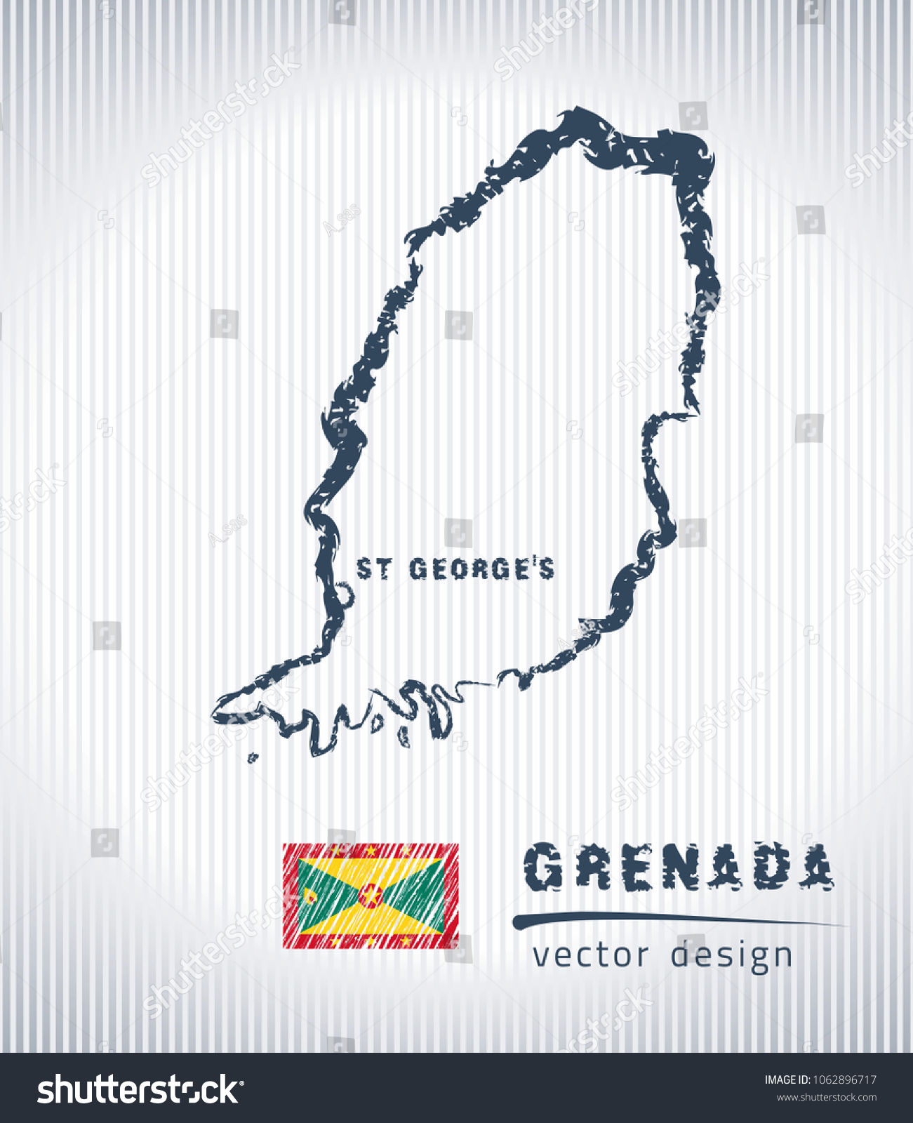 Grenada National Vector Drawing Map On Stock Vector (Royalty Free ...