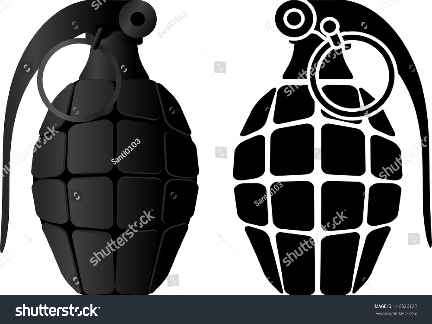 Grenade Grenade Stencil Vector Illustration Stock Vector (Royalty Free ...