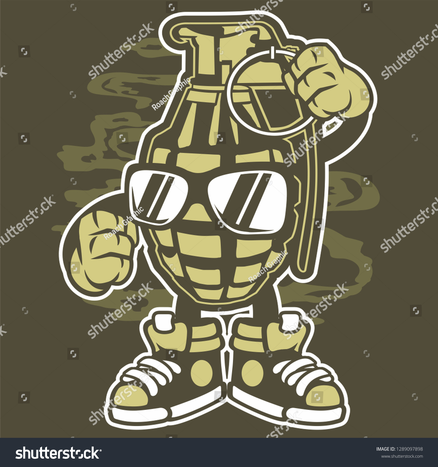 Grenade Cartoon Character Stock Vector (Royalty Free) 1289097898