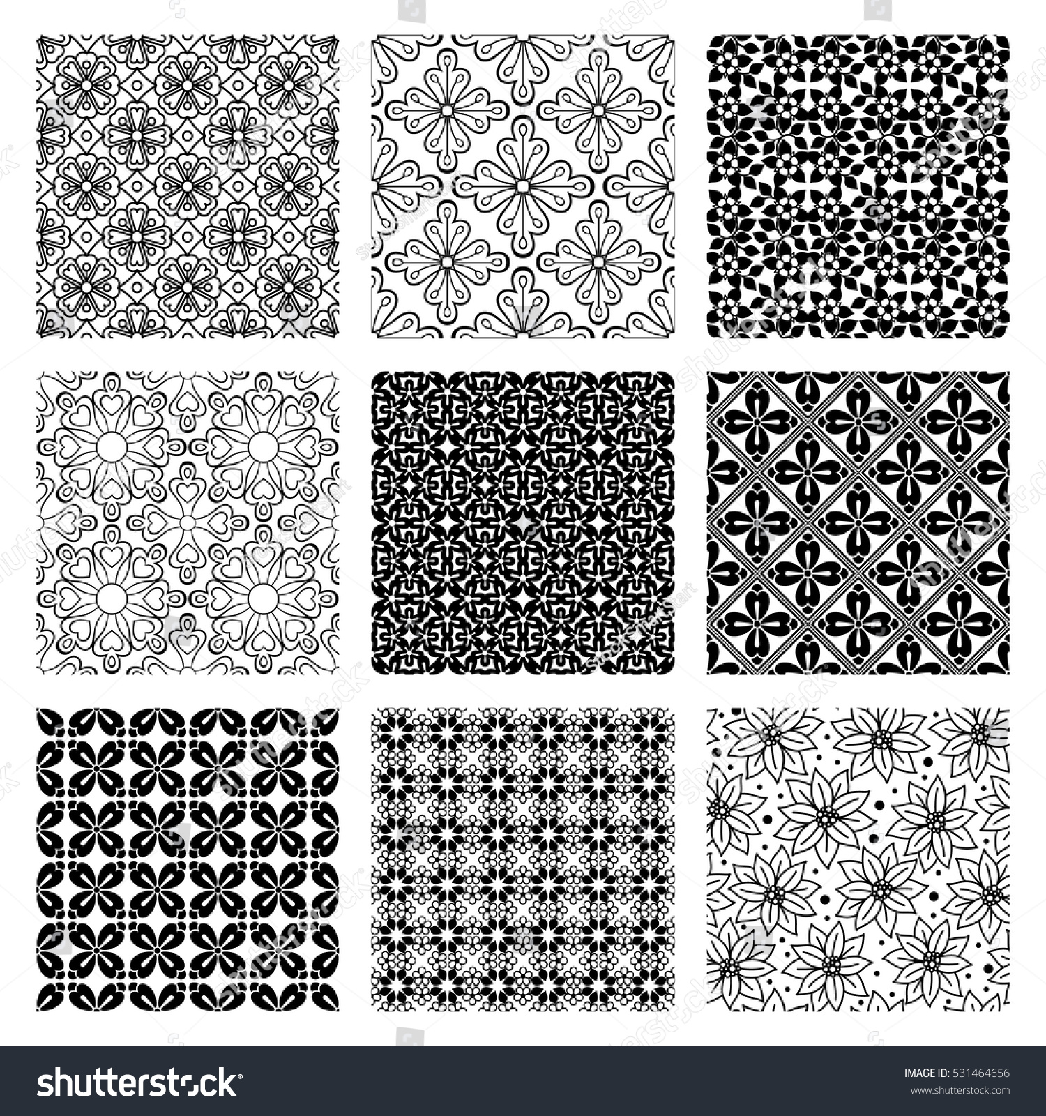 Grey White Geometric Patterns Collection Vector Stock Vector (Royalty ...