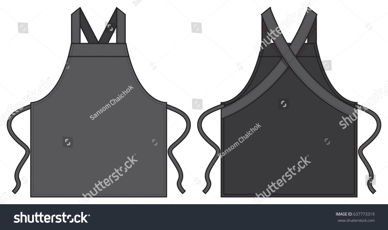 Grey Apron Vector Templatefront Back Views Stock Vector (Royalty Free ...