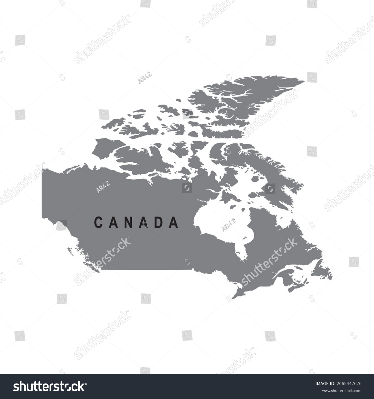 Grey Blank Canada Map Flat Vector Stock Vector (Royalty Free ...