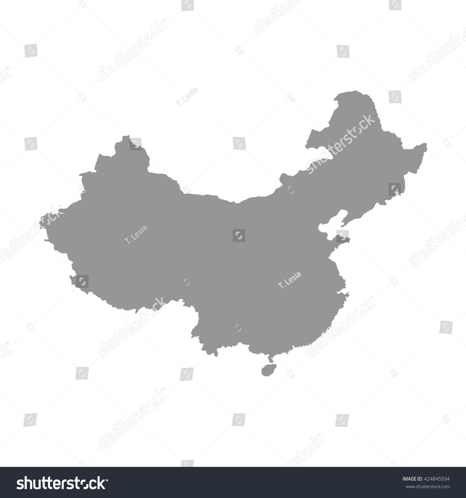 Grey Blank China Map Flat Vector Stock Vector 424845934 - Shutterstock