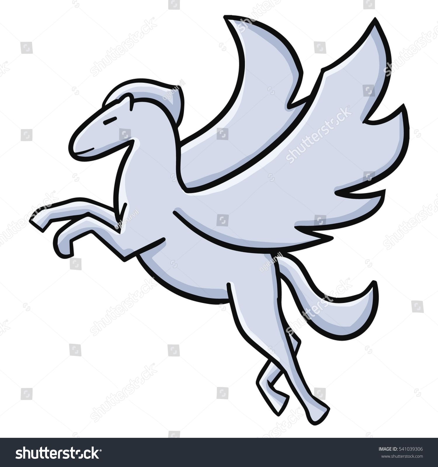 Grey Blue Pegasus Opened Wing Flying Stock Vector (Royalty Free ...