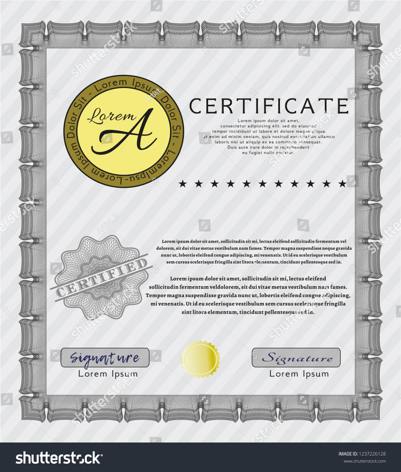 Grey Certificate Diploma Template Complex Background Stock Vector ...