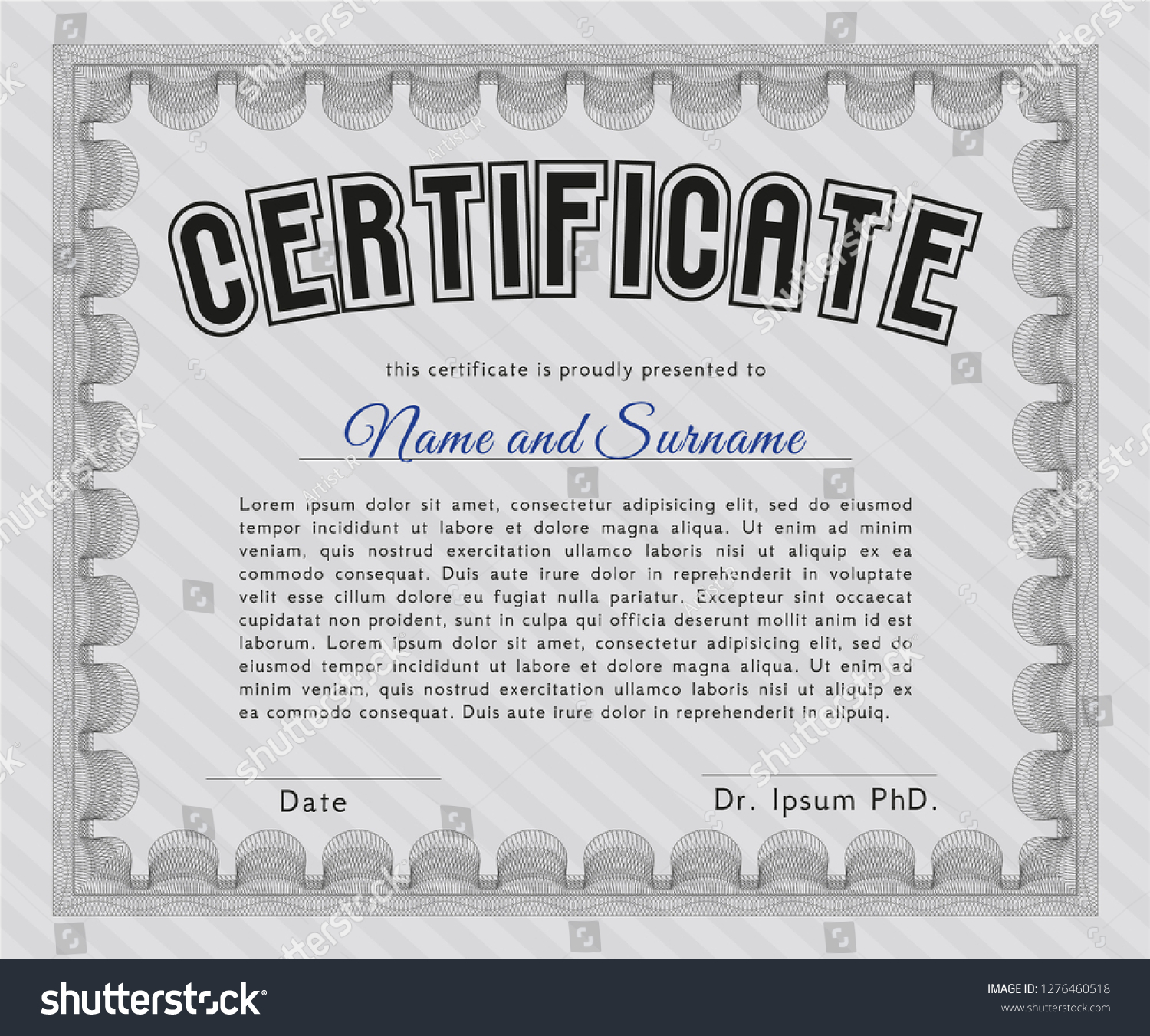 Grey Certificate Template Vector Illustration Printer Stock Vector ...