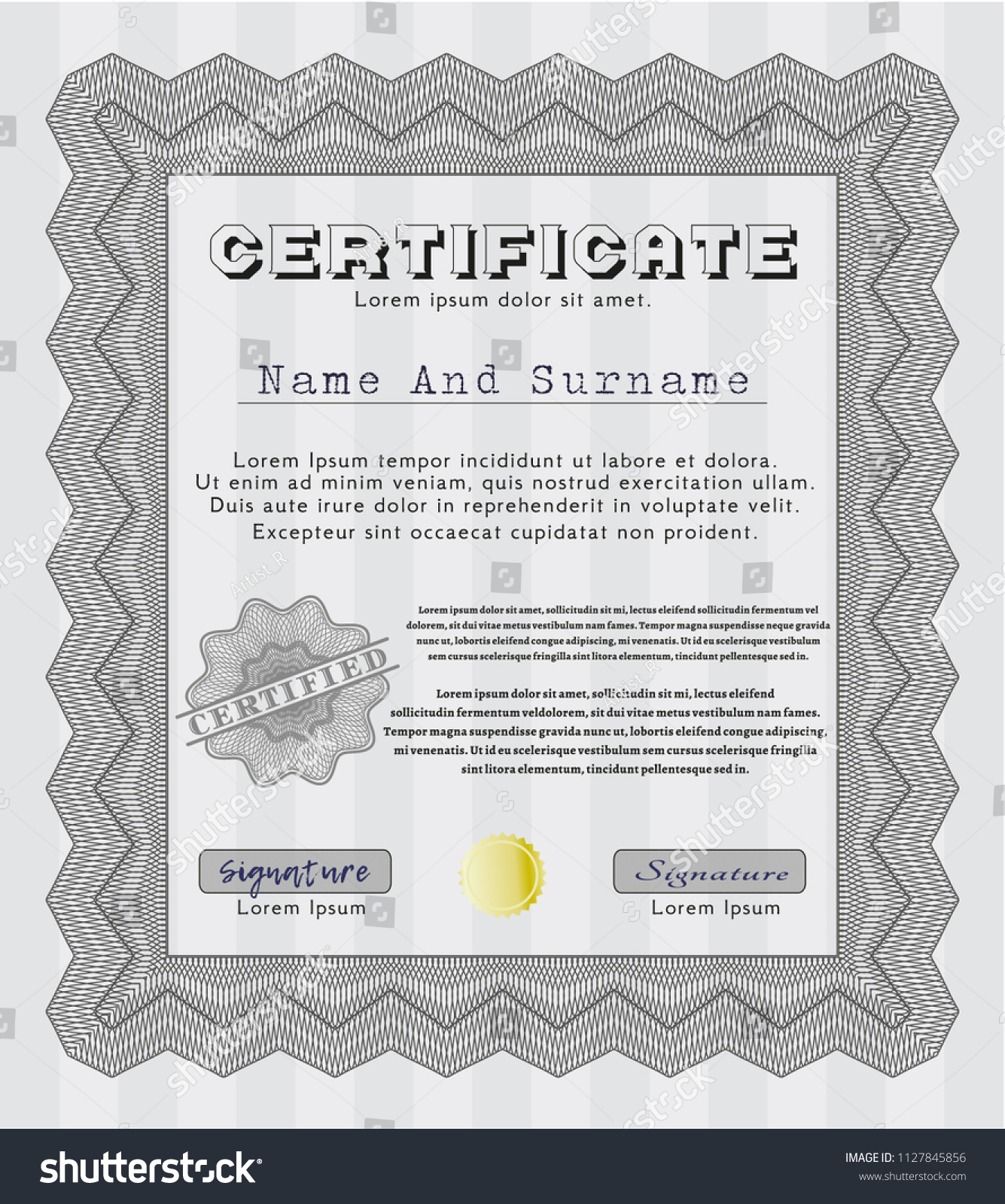 Grey Diploma Certificate Template Superior Design Stock Vector (Royalty ...