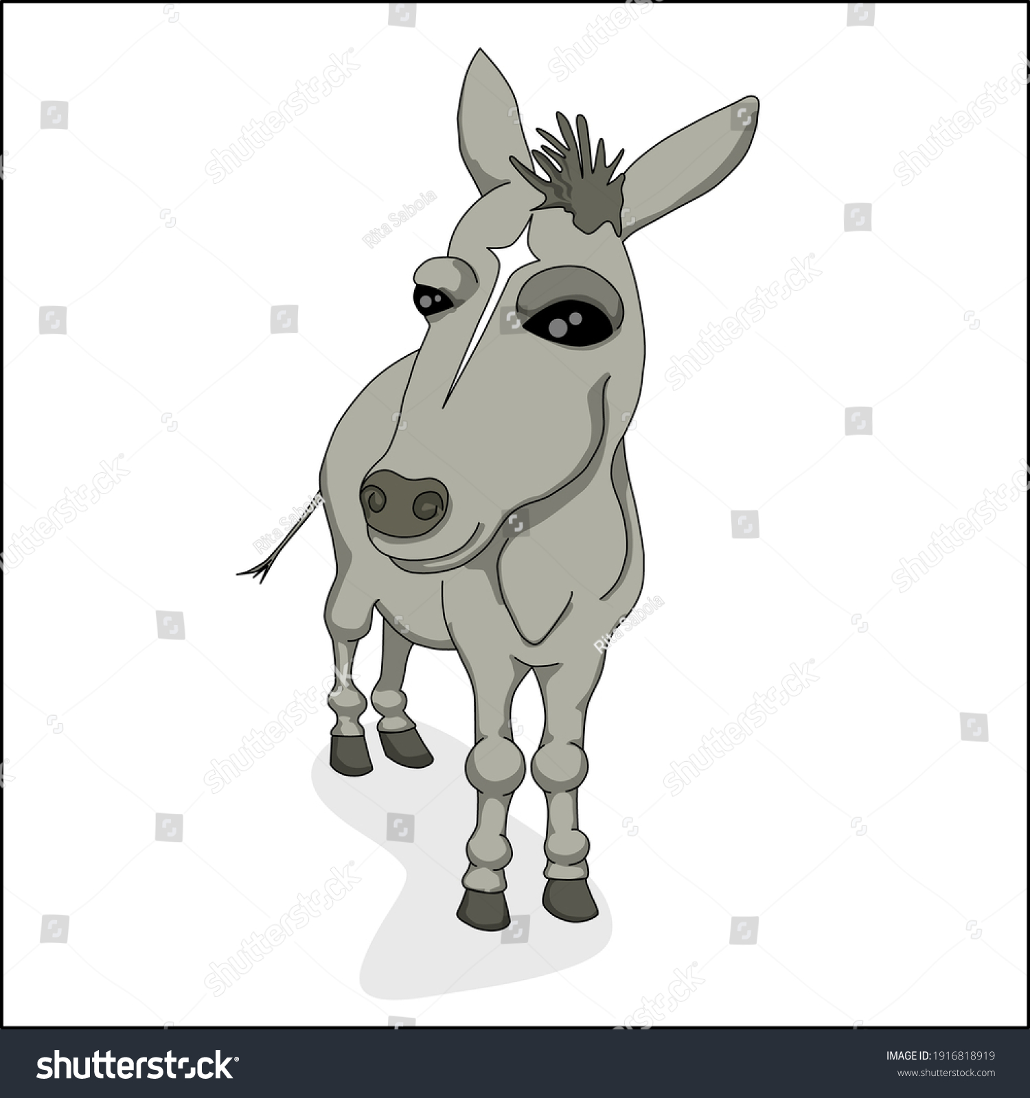 Grey Donkey Standing Isolatededitable Vector Stock Vector (Royalty Free ...