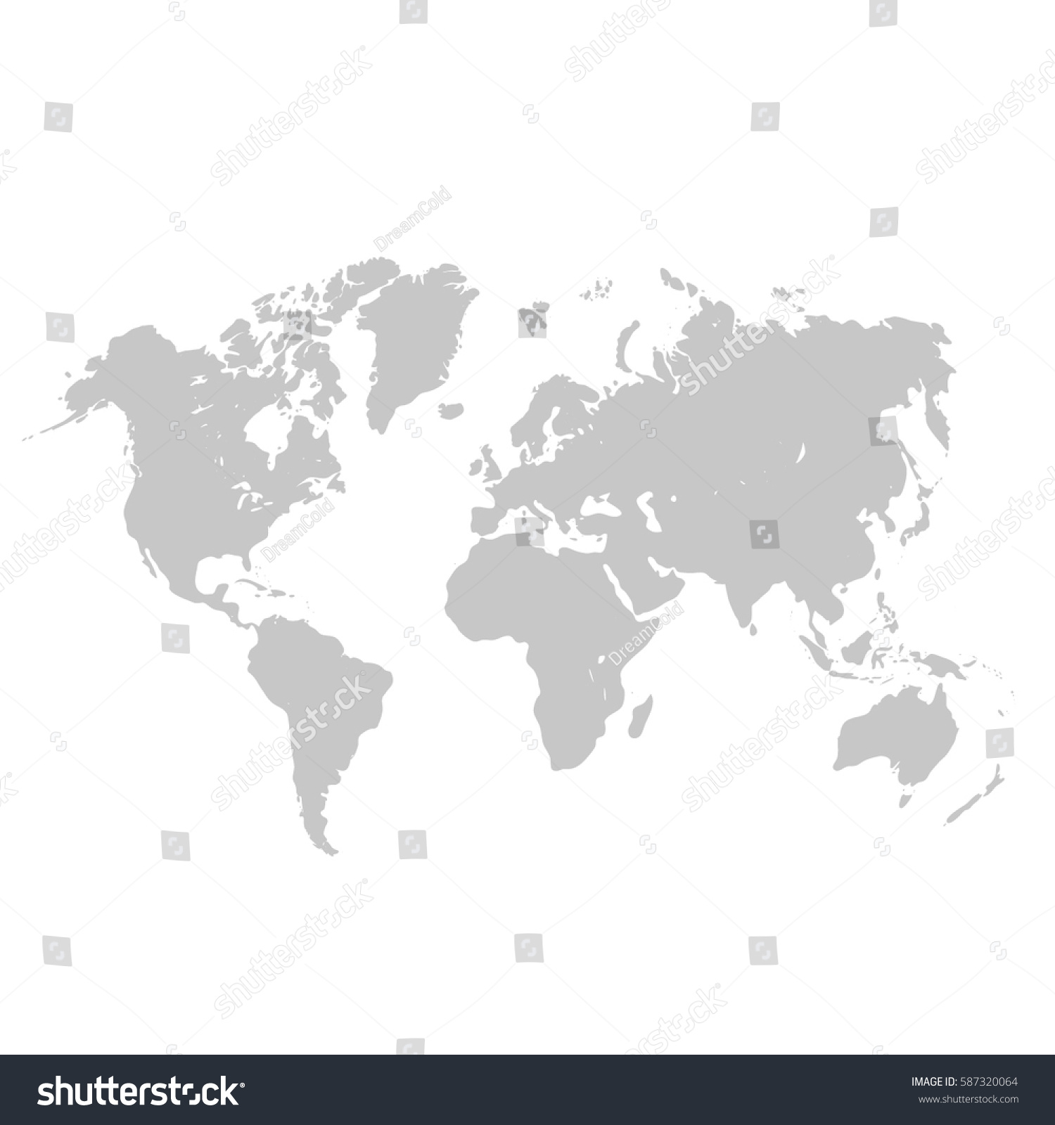 Grey Flat Vector World Map Stock Vector (Royalty Free) 587320064 ...