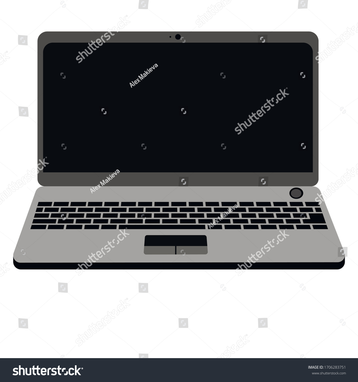 Grey Laptop Notebook Computer Black Screen Stock Vector (Royalty Free ...