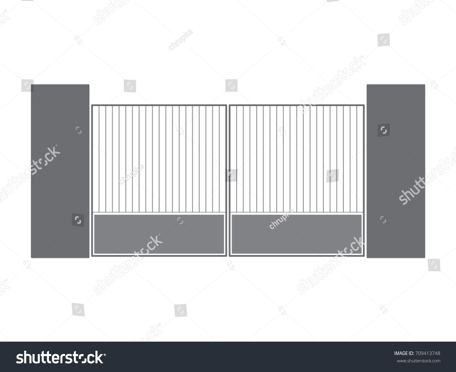 Grey Metal Gate Door Vector Illustration: vector de stock (libre de ...