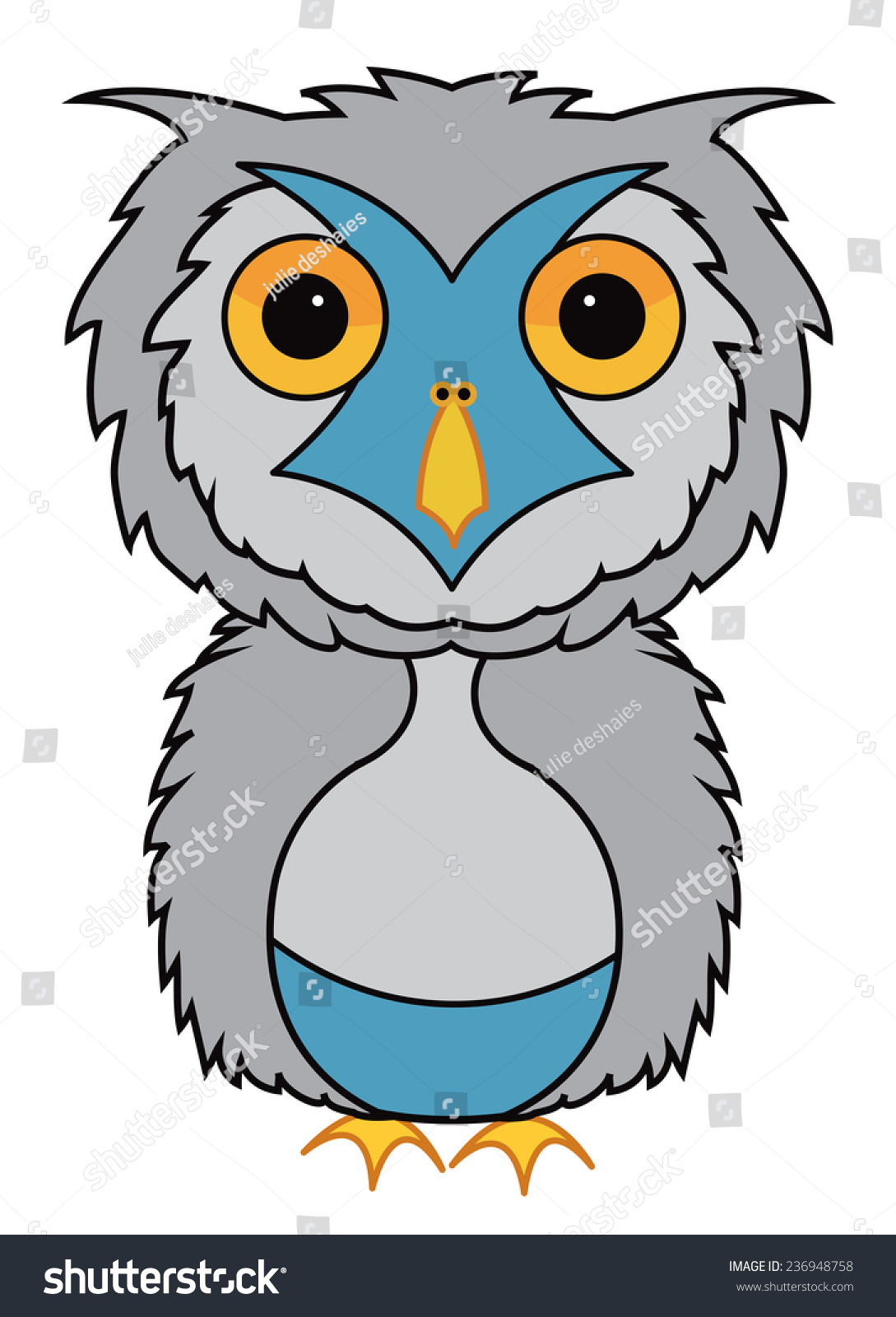 Grey Owl Cartoon Illustration Vector Stock Vector (Royalty Free ...