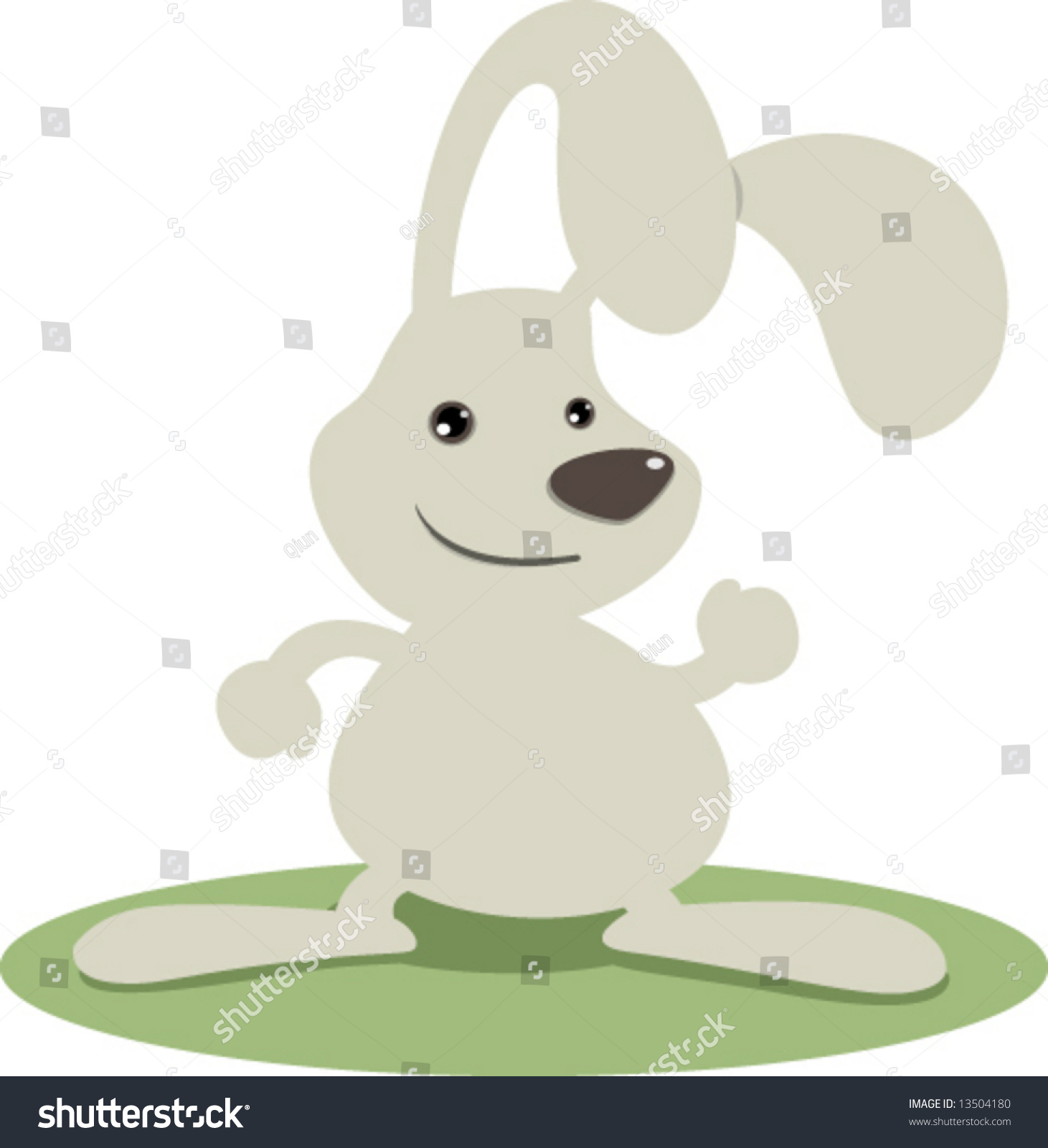 Grey Rabbit Smiling Face Stock Vector (Royalty Free) 13504180 ...