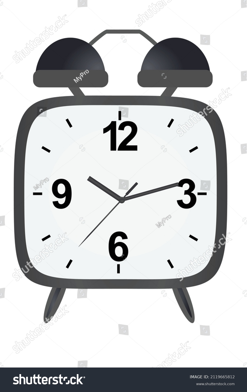 Grey Square Alarm Clock Vector Stock Vector (Royalty Free) 2119665812 ...