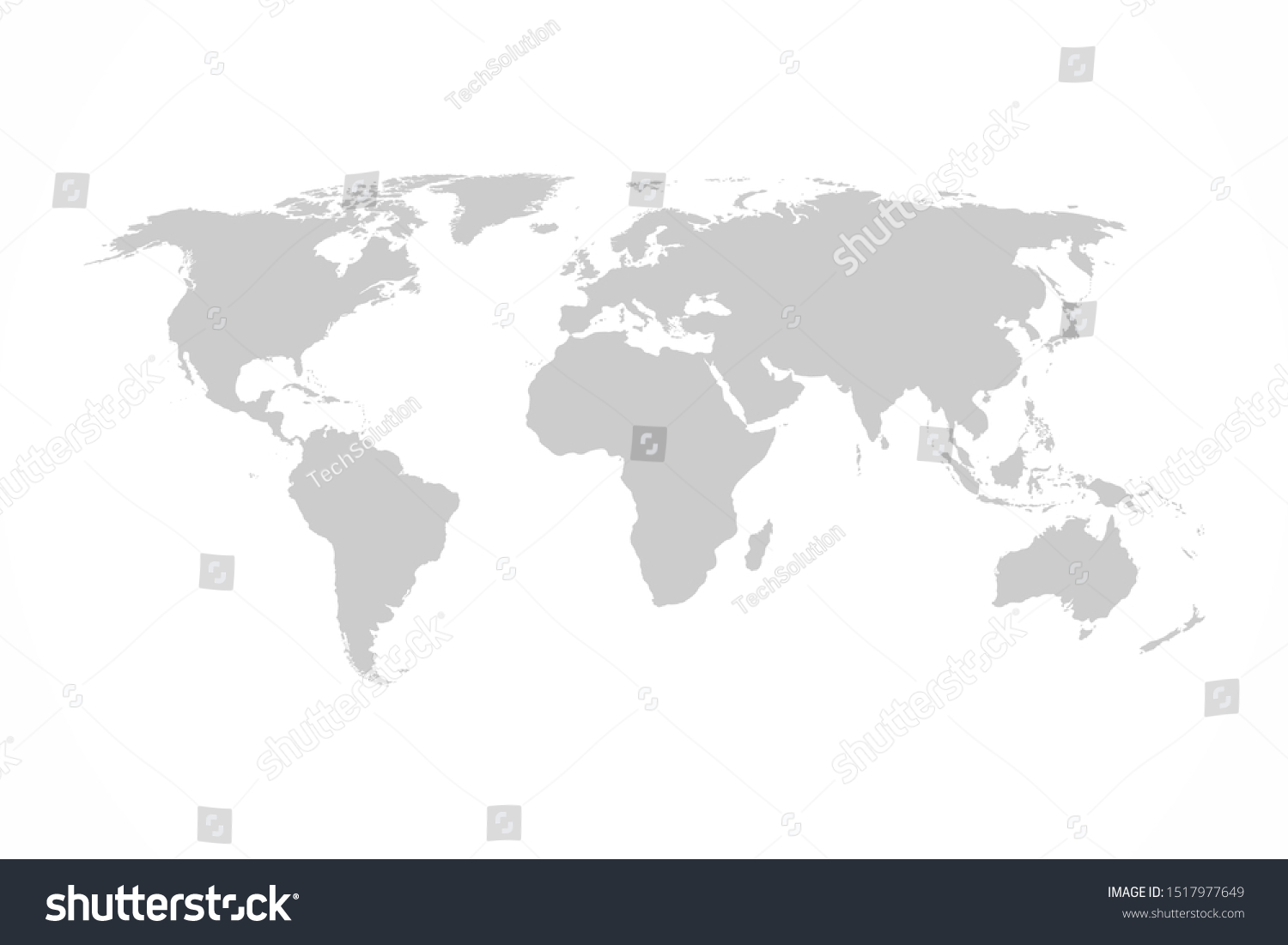 Grey World Map Vector Illustration Flat Stock Vector (Royalty Free ...
