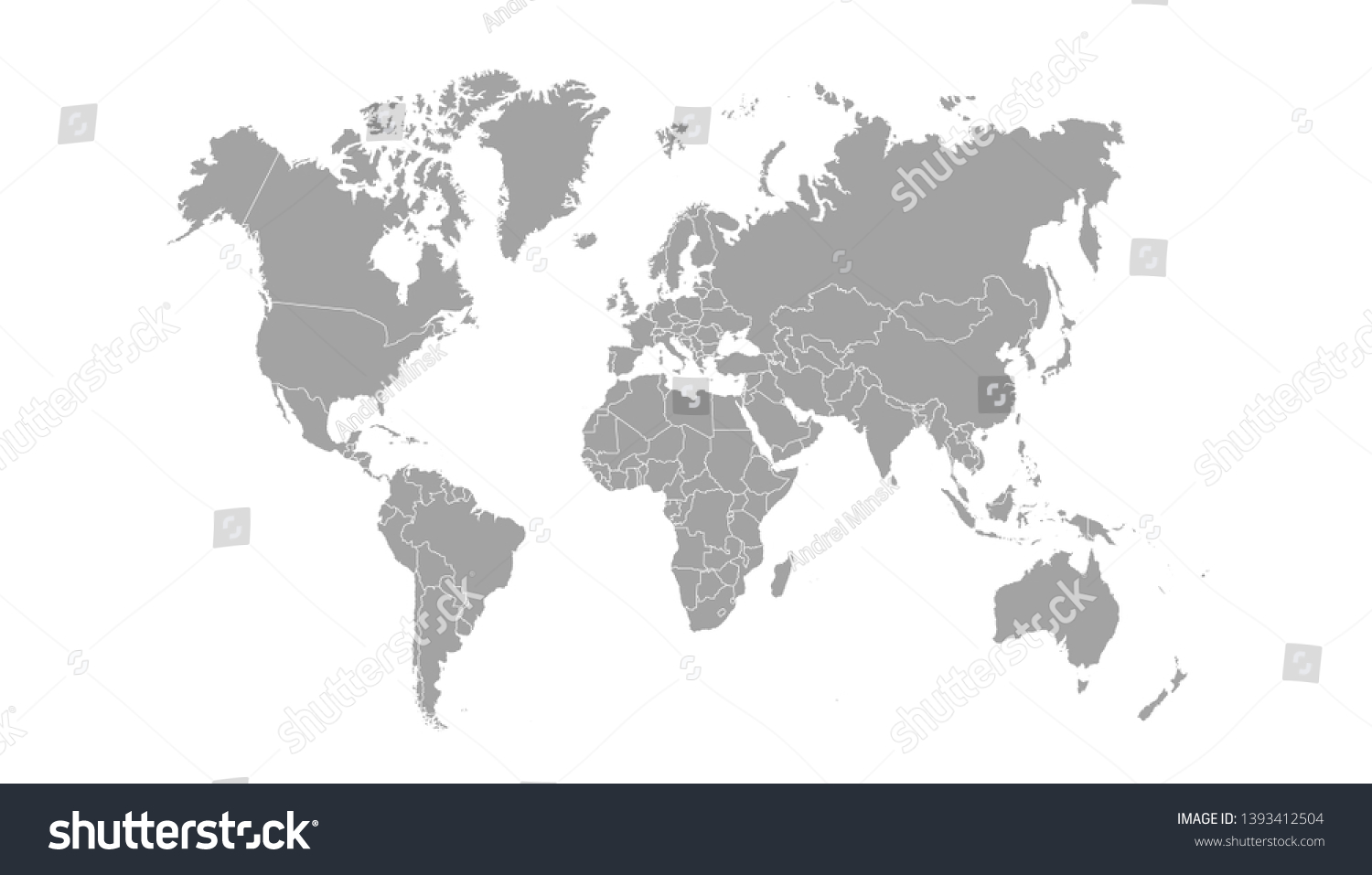 Grey World Map Vector Modern: vector de stock (libre de regalías) 1393412504 | Shutterstock