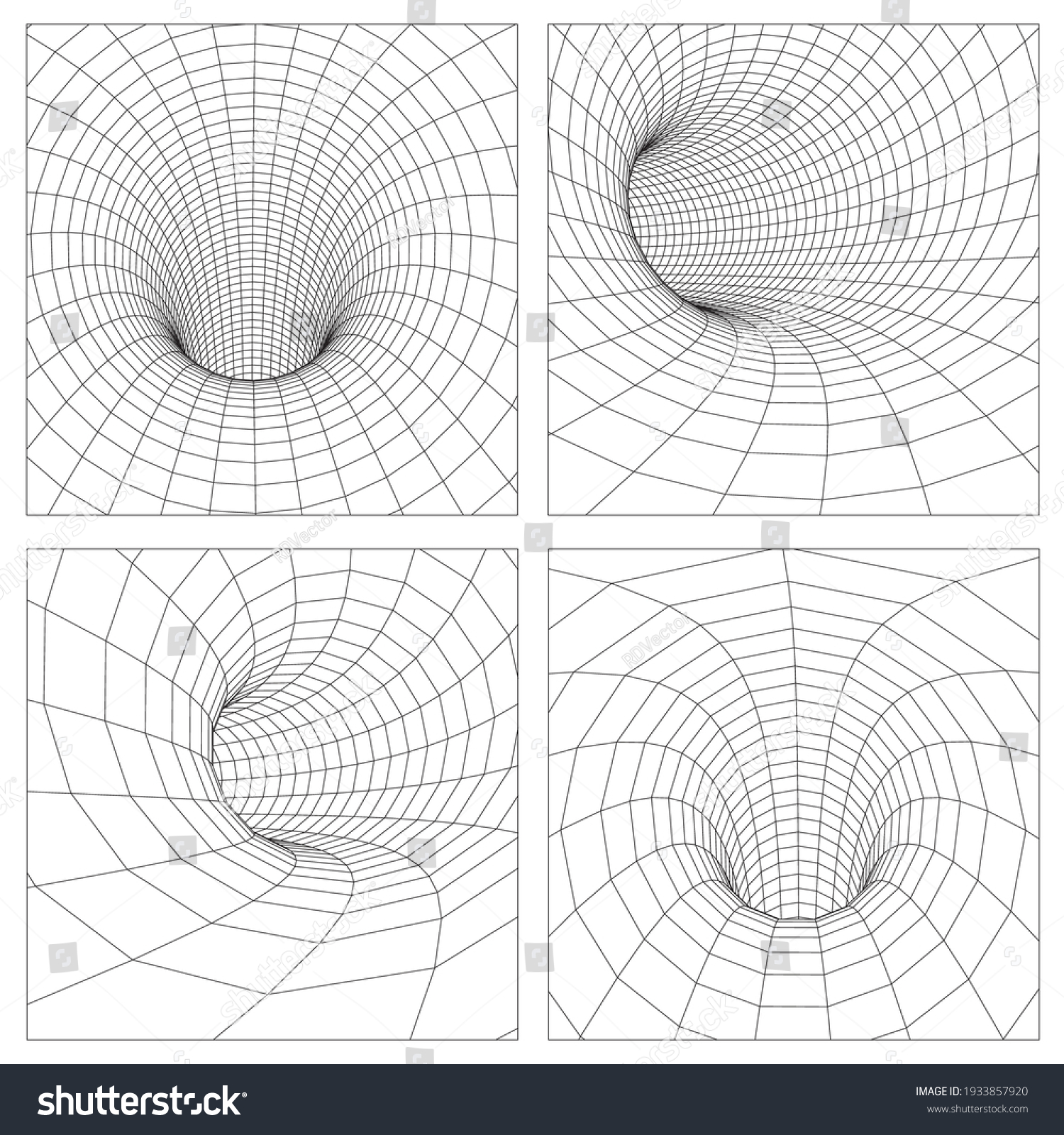Grid Wormhole Wireframe Tunnel 3d Gravity Stock Vector (Royalty Free ...