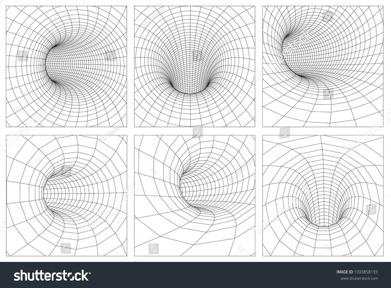 Grid Wormhole Wireframe Tunnel 3d Gravity Stock Vector (Royalty Free ...
