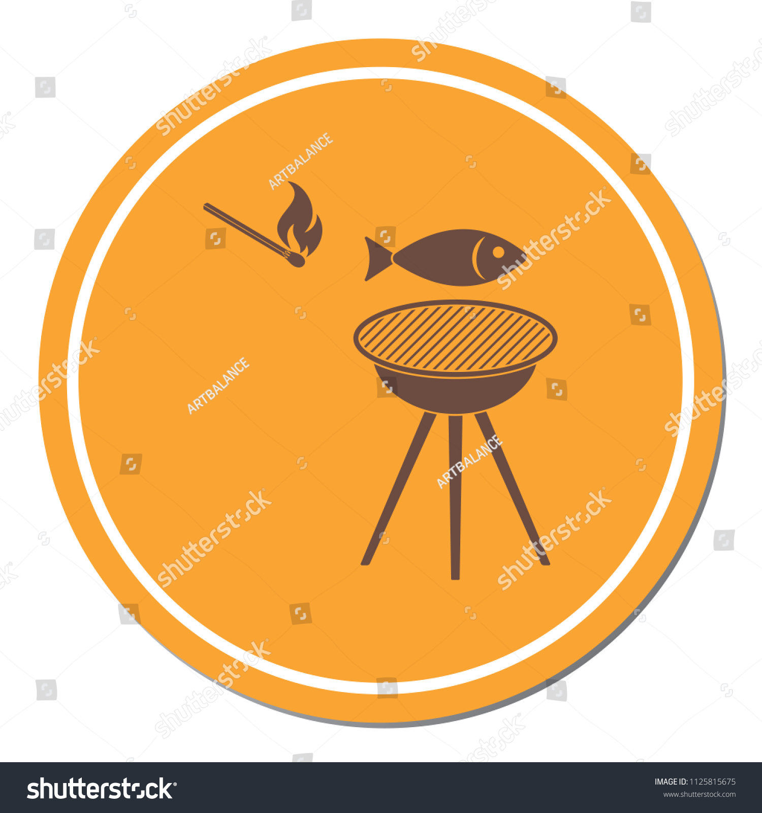 Grilled Fish Icon Vector Illustration Stock Vector (Royalty Free ...