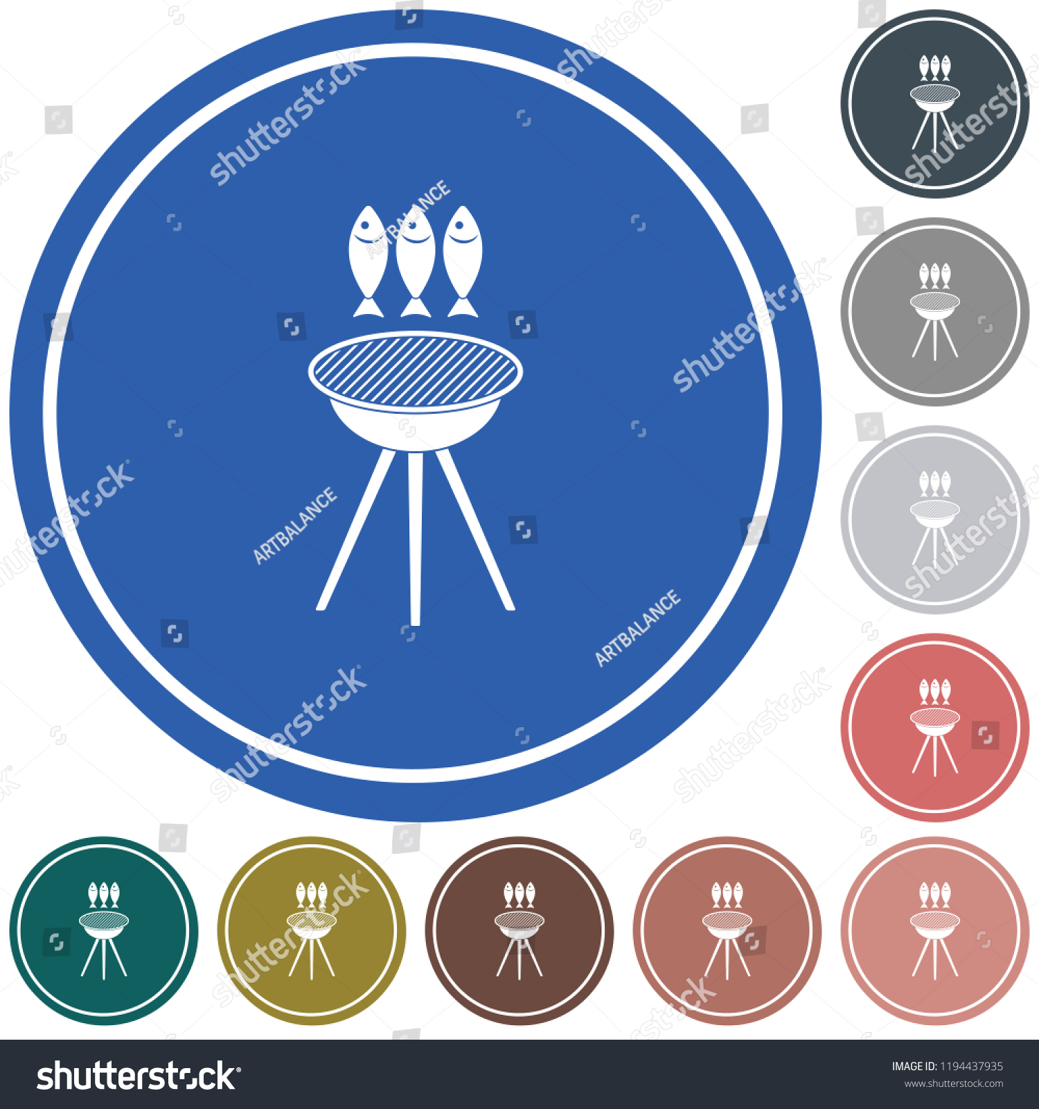 Grilled Fish Icon Vector Illustration Stock Vector (Royalty Free ...