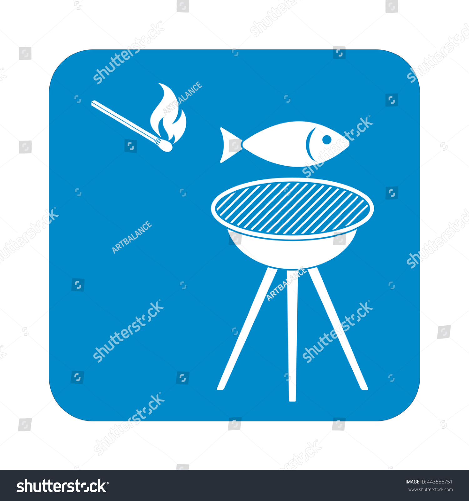 Grilled Fish Icon Vector Illustration Stock Vector (Royalty Free) 443556751