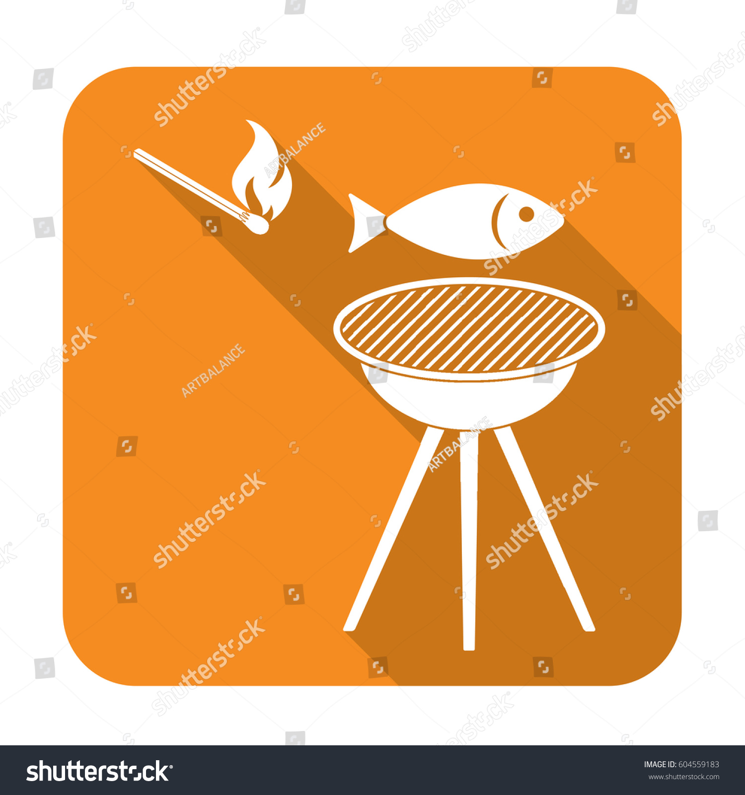 Grilled Fish Icon Vector Illustration Stock Vector 604559183 - Shutterstock
