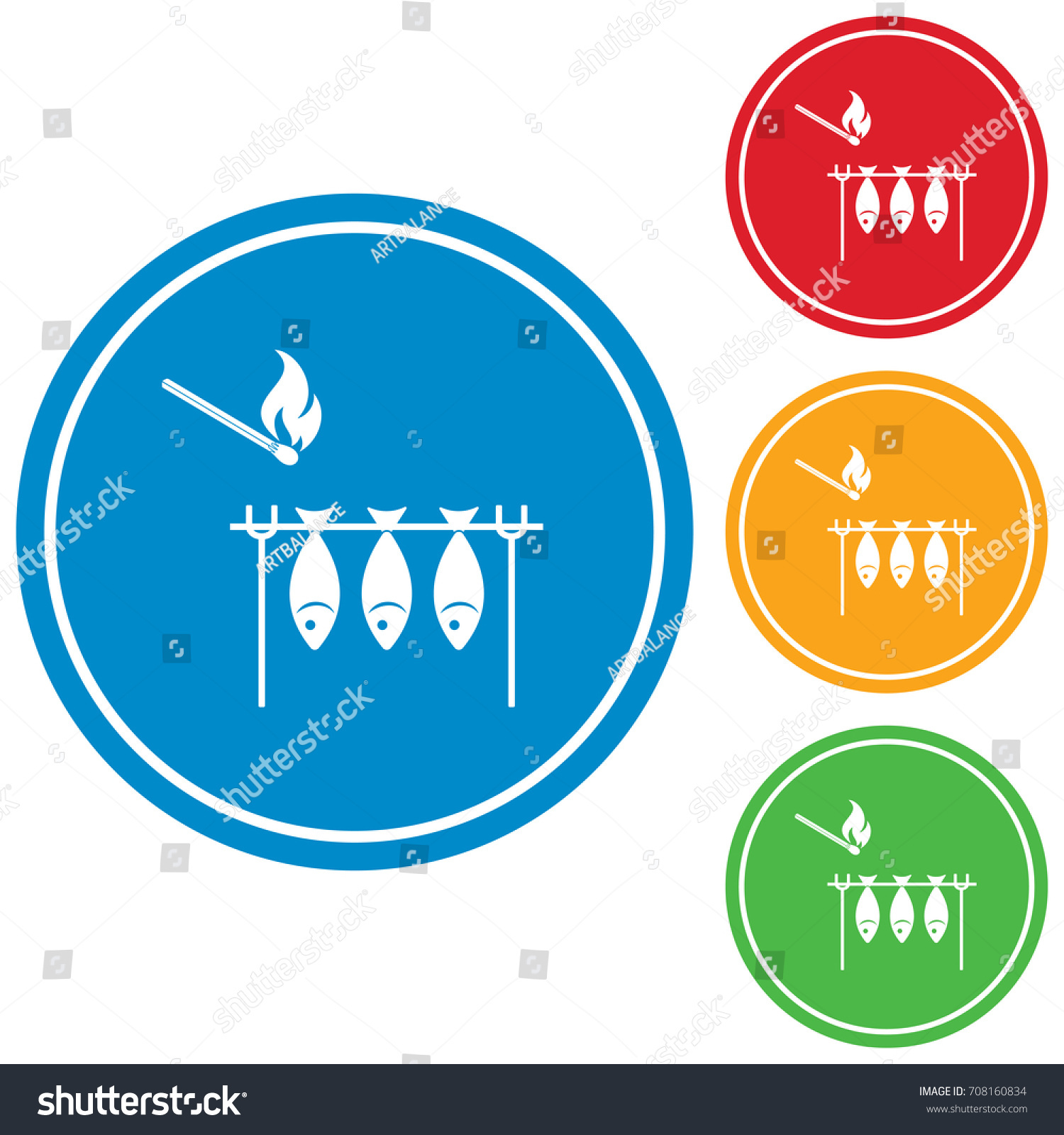 Grilled Fish Icon Vector Illustration Stock Vector (Royalty Free ...