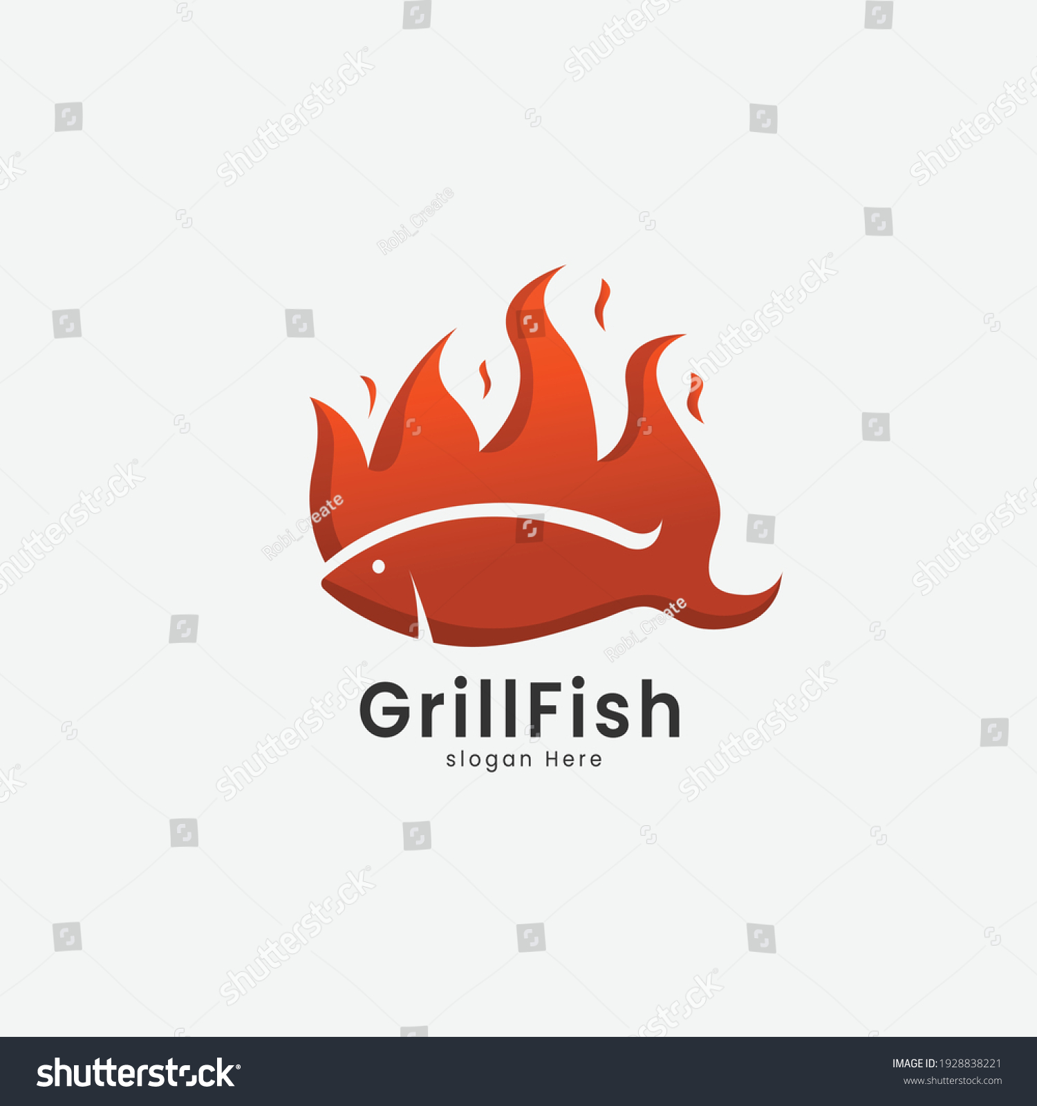 Grilled Fish Logo Design Template Stock Vector (Royalty Free) 1928838221