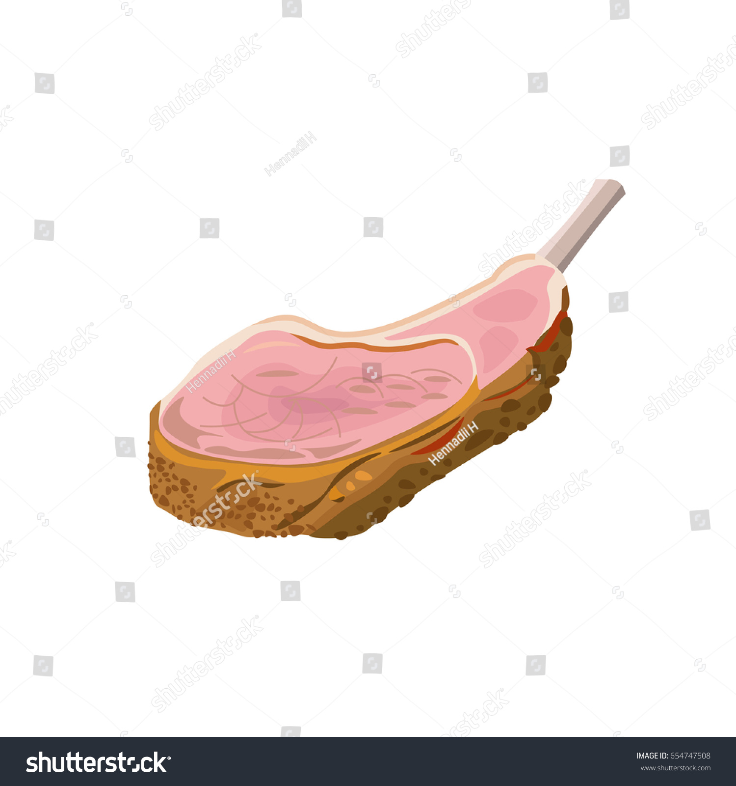Grilled Lamb Rib Vector Illustration Stock Vector (Royalty Free ...