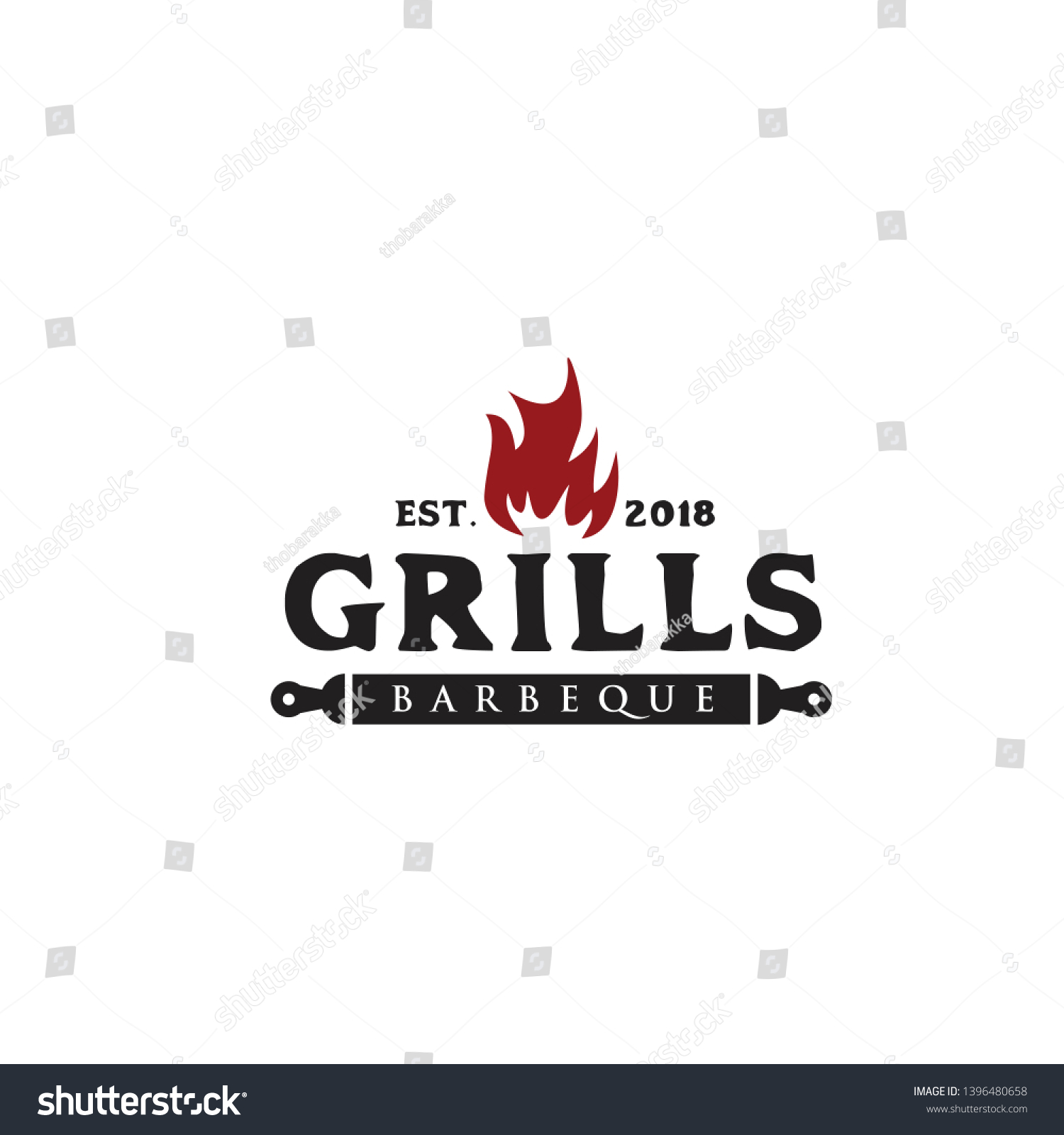 Grills Barbecue Logo Design Vector Template Stock Vector (Royalty Free ...