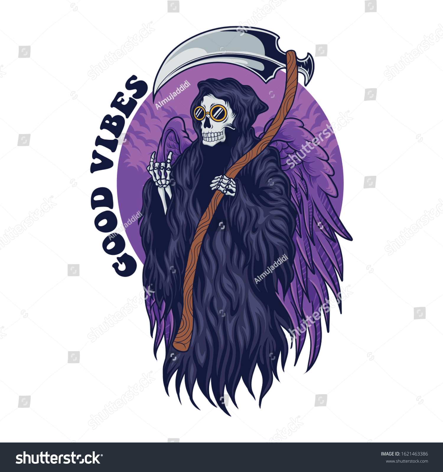Grim Reaper Angel Vector Illustration: vetor stock (livre de direitos ...