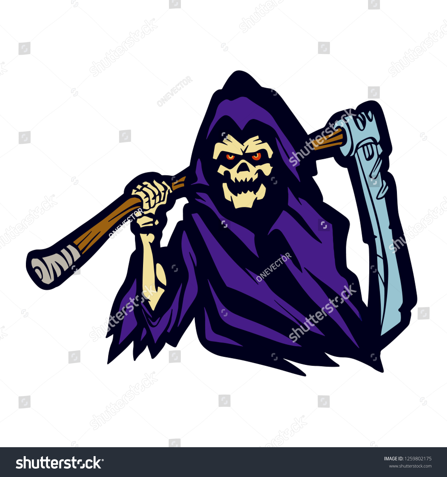 Grim Reaper Ghost Purple Angry Face Stock Vector (Royalty Free) 1259802175