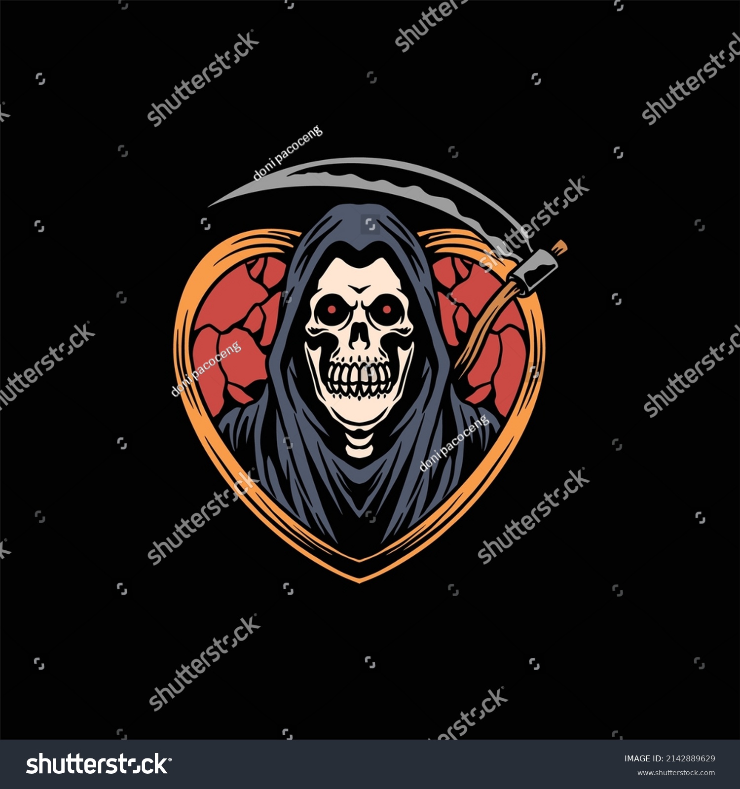 Grim Reaper Illustration Vector Design Stock Vector (Royalty Free ...