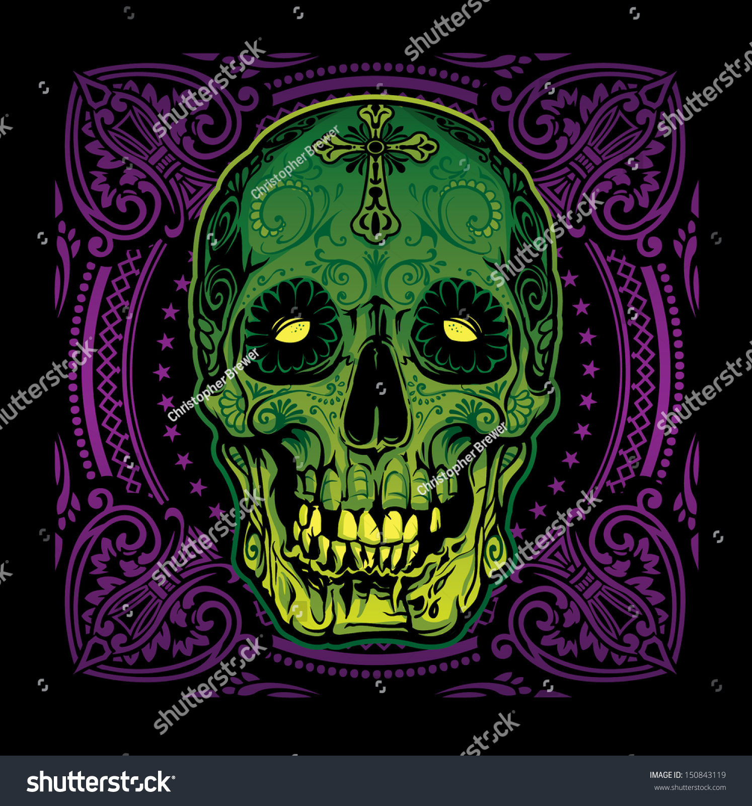 Grinning Sugar Skull Voodoo Stock Vector 150843119 - Shutterstock