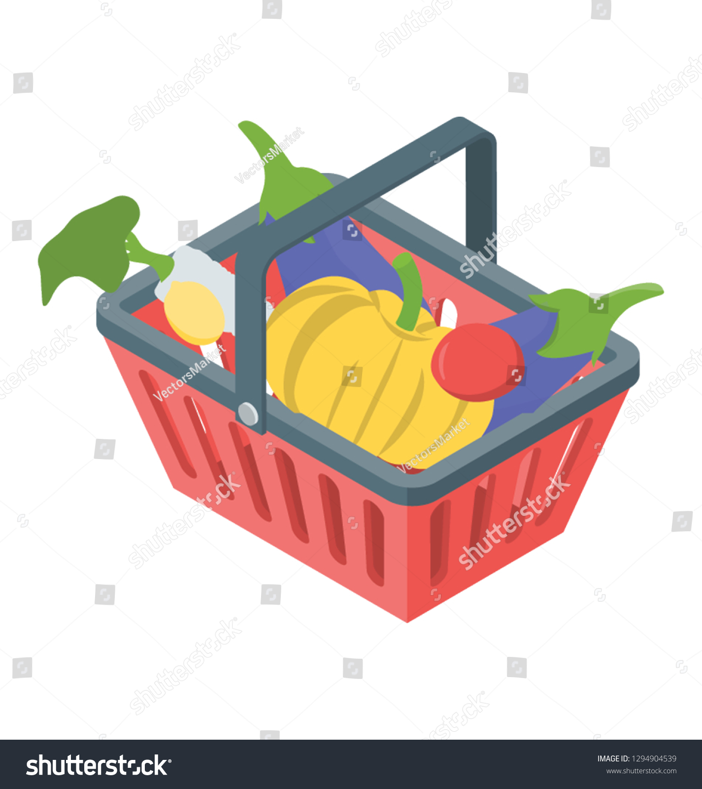 Grocery Basket Icon Vector Stock Vector (Royalty Free) 1294904539