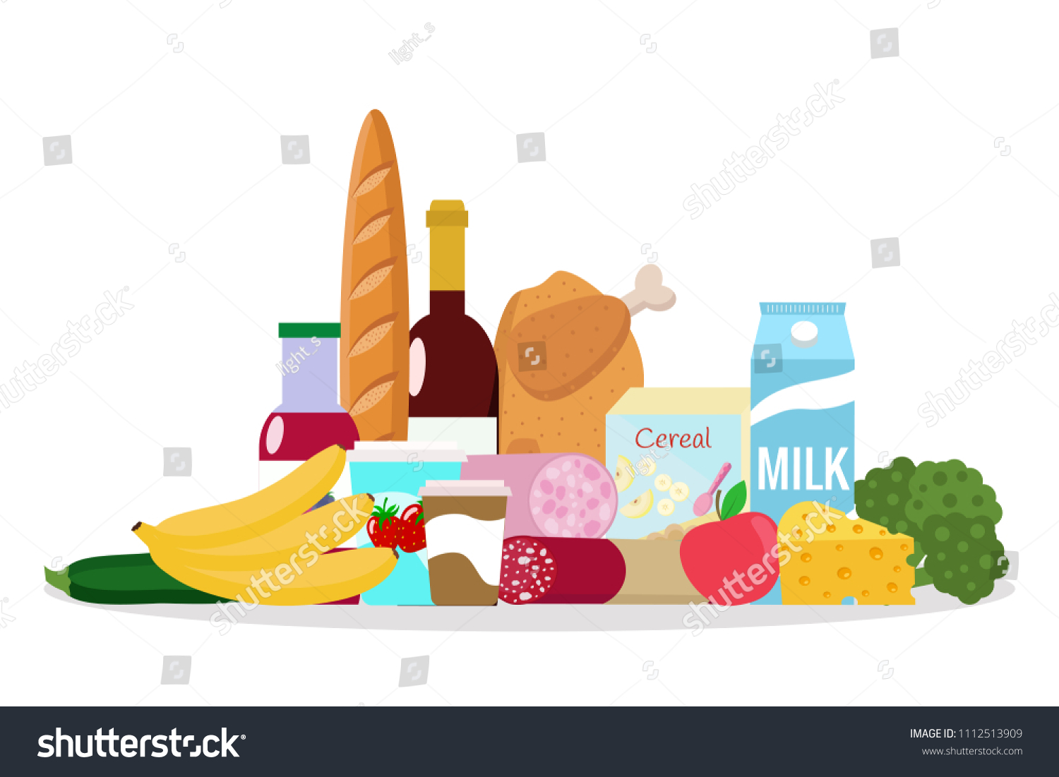 Grocery Vector Illustration Stock Vector (Royalty Free) 1112513909 ...