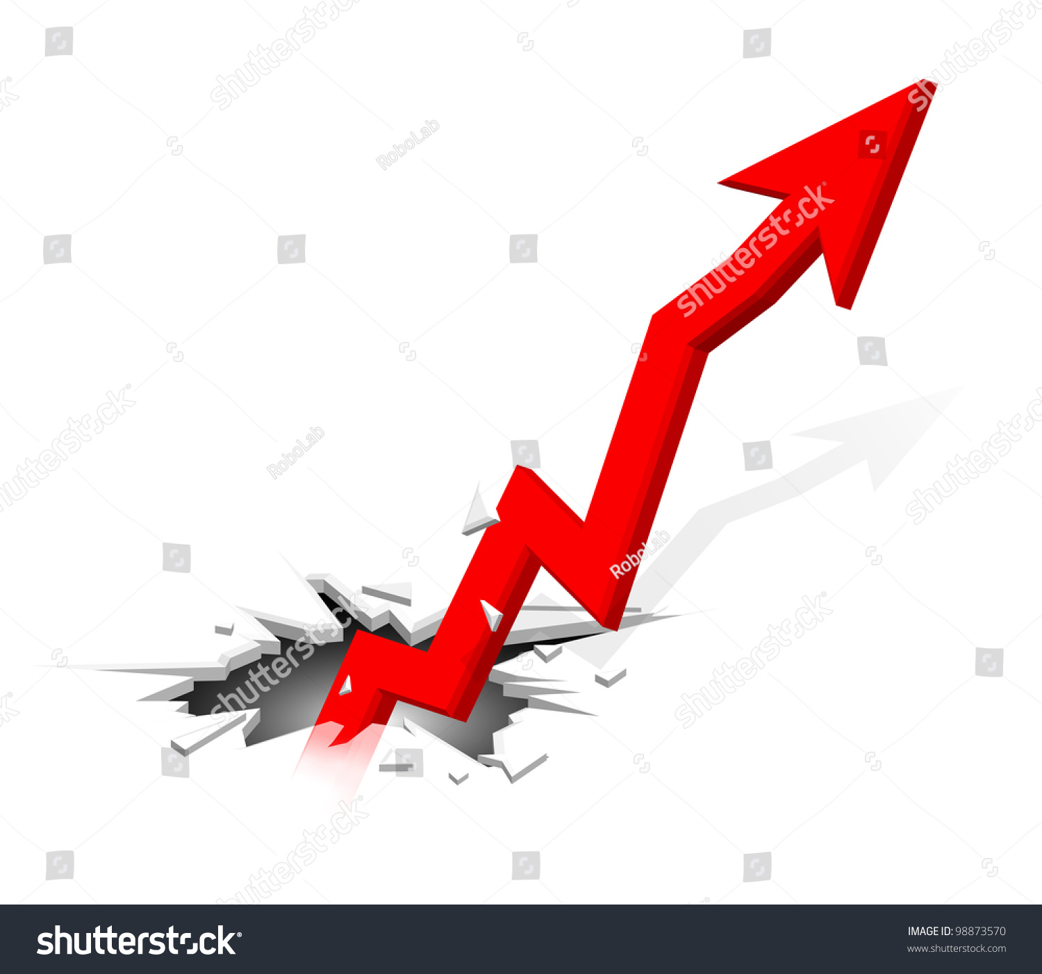 Groundbreaking Growing Arrow Red Stock Vector (Royalty Free) 98873570 ...