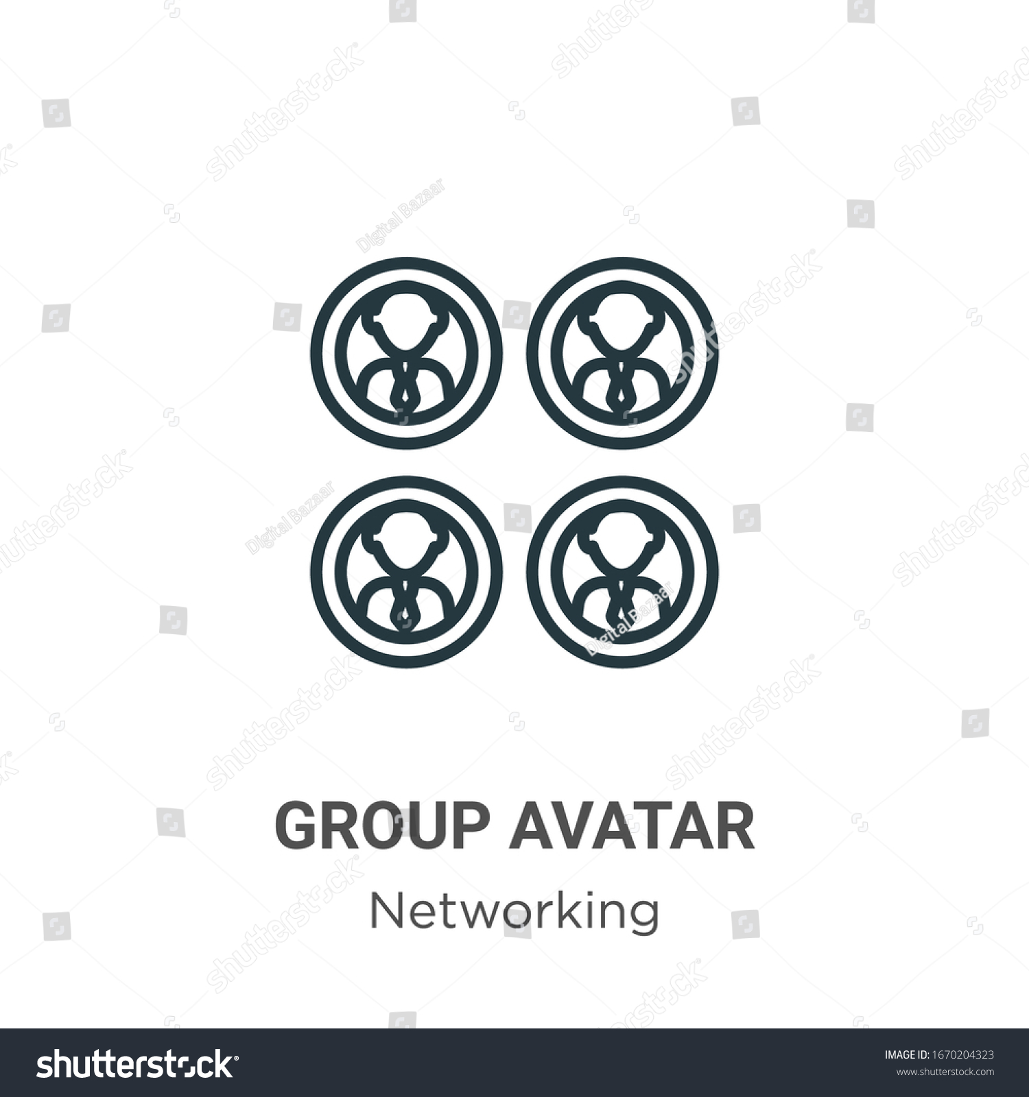Group Avatar Outline Vector Icon Thin Stock Vector (Royalty Free ...
