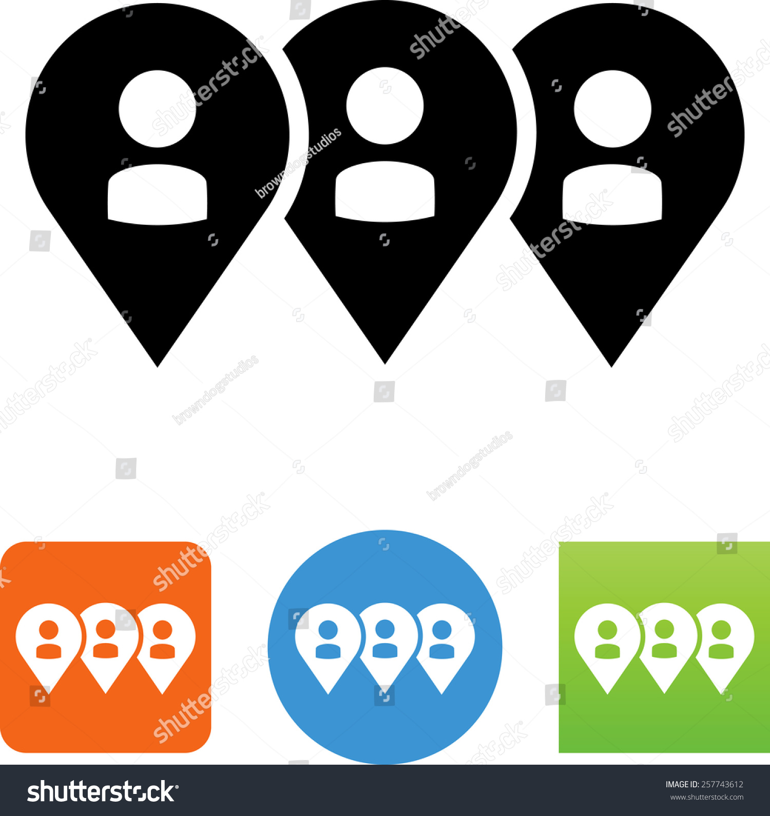 Group Location Pin Icon Stock Vector (Royalty Free) 257743612