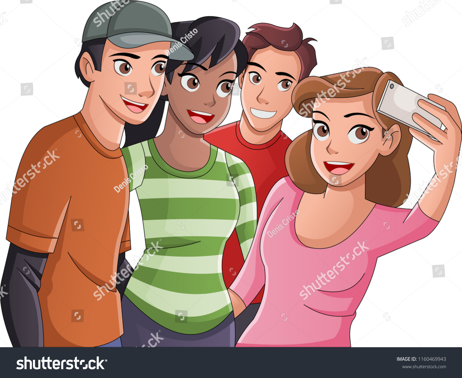 Group Cartoon Young People Taking Selfie Stock Vector (Royalty Free ... Group Cartoon Young People Taking Selfie Stock Vector (Royalty Free ...