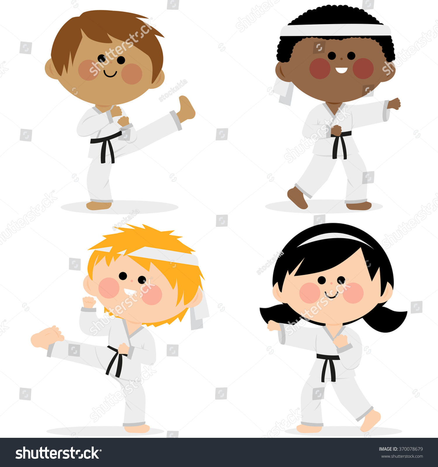 Group Karate Kids Wearing Martial Arts Stock Vector 370078679 ... Group Karate Kids Wearing Martial Arts Stock Vector 370078679 ...